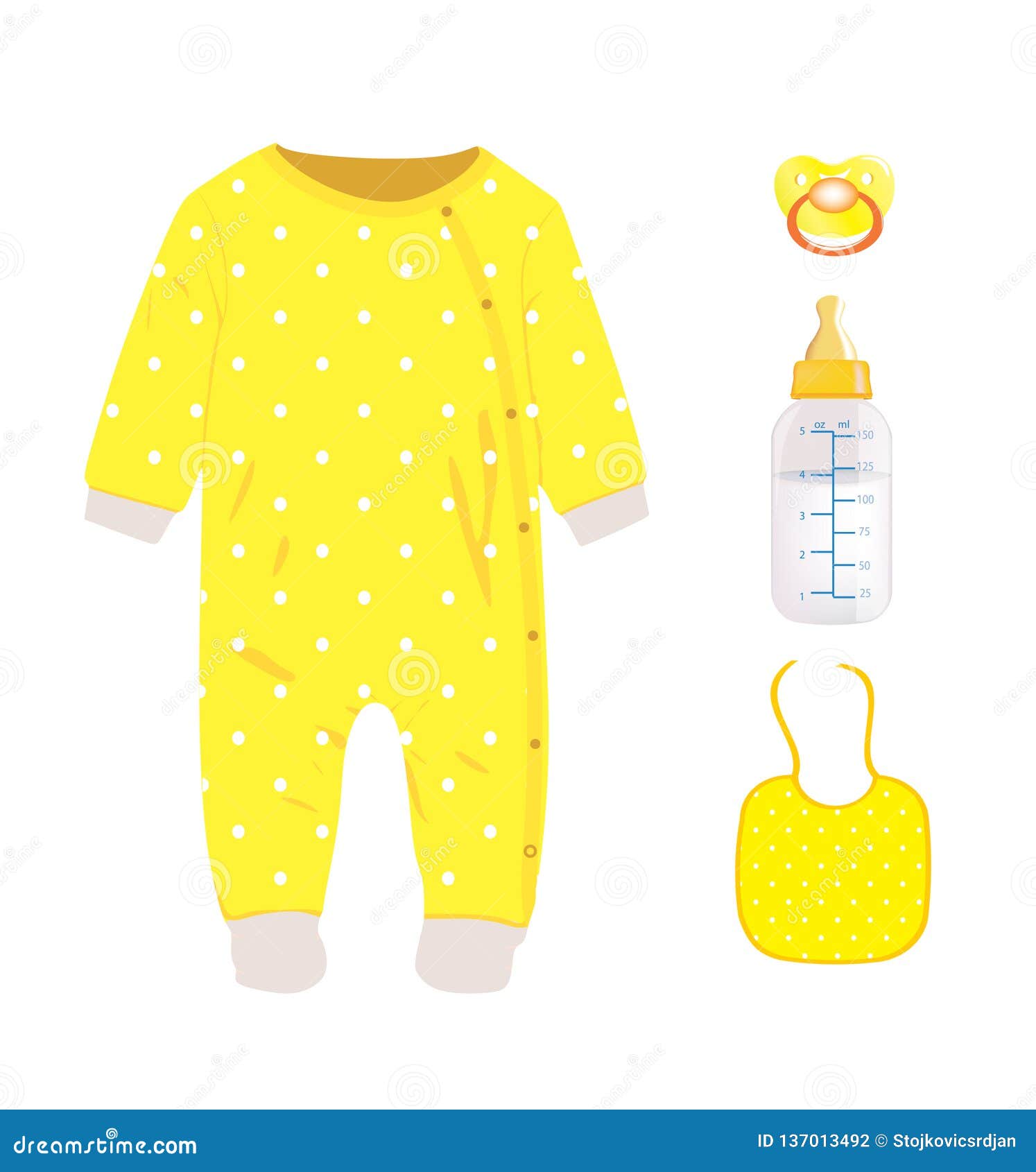 Yellow baby set stock vector. Illustration of newborn - 137013492
