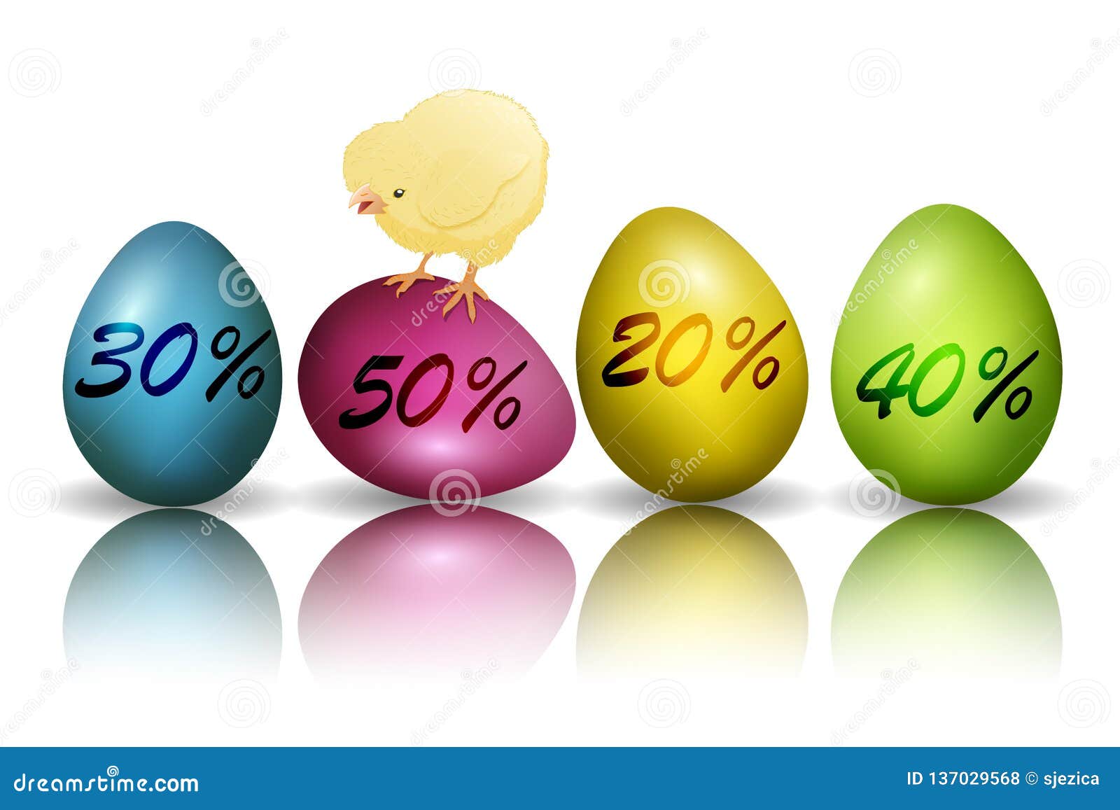 Easter Discount Clip Art with Eggs and Chicken. Vector Stock Vector ...