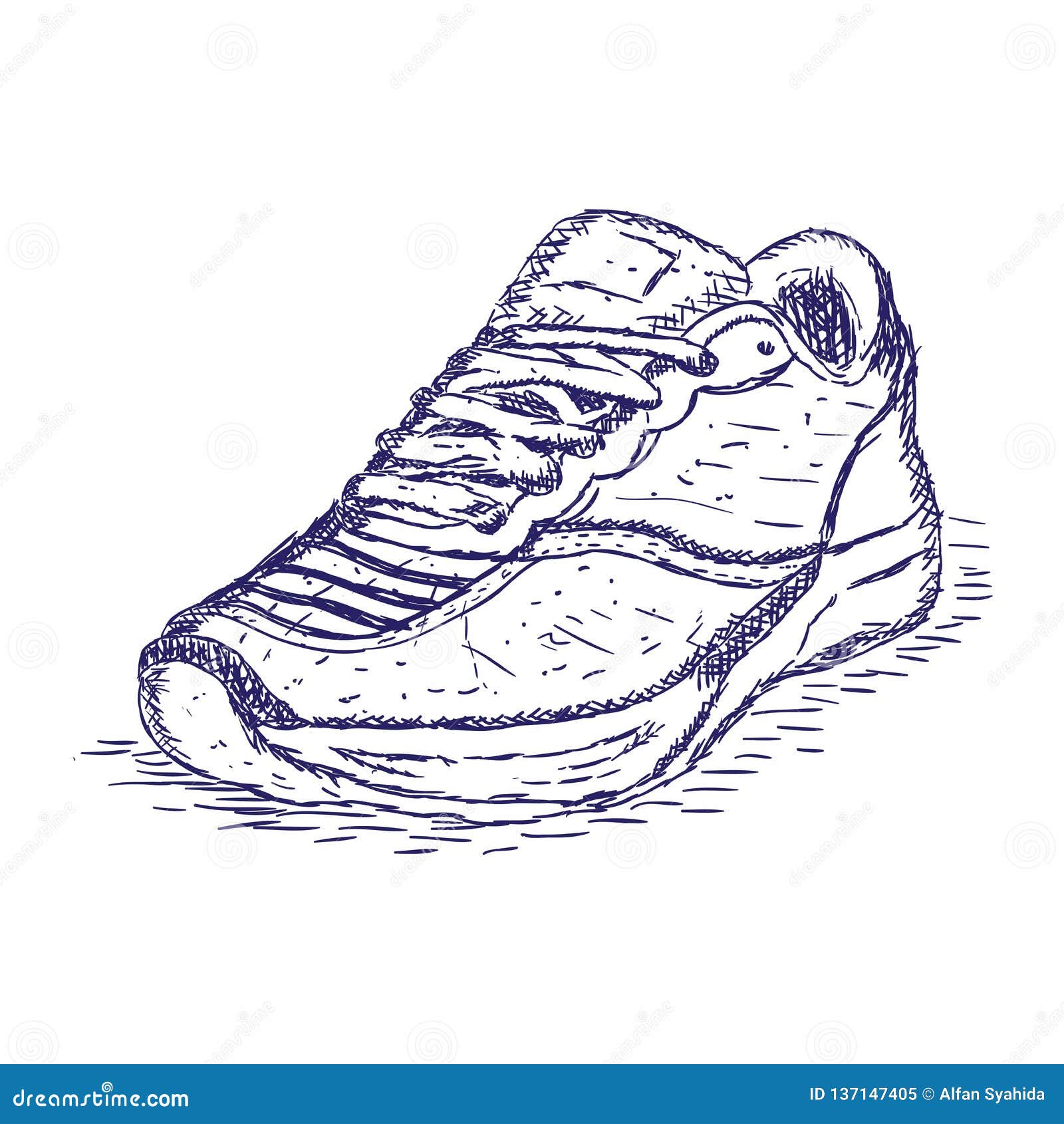 Hand Drawn Sneakers on White Background. Run Concept. Vector ...