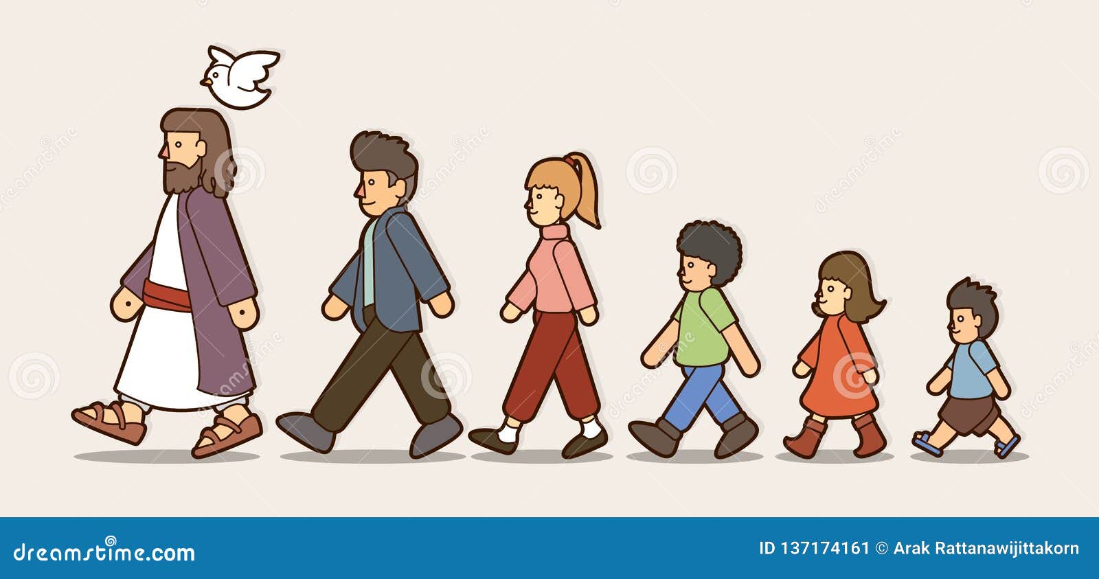 Jesus Walking With Disciples Animated