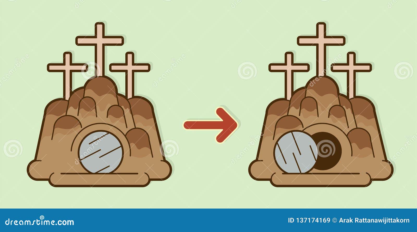 The Tomb Of Jesus Stone Cave. Resurrection Graphic Cartoon Vector ...