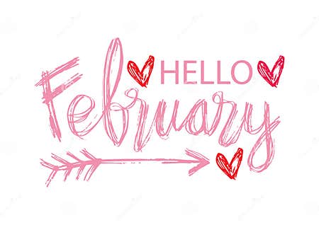 Hello February Hand Lettering Stock Vector - Illustration of print ...