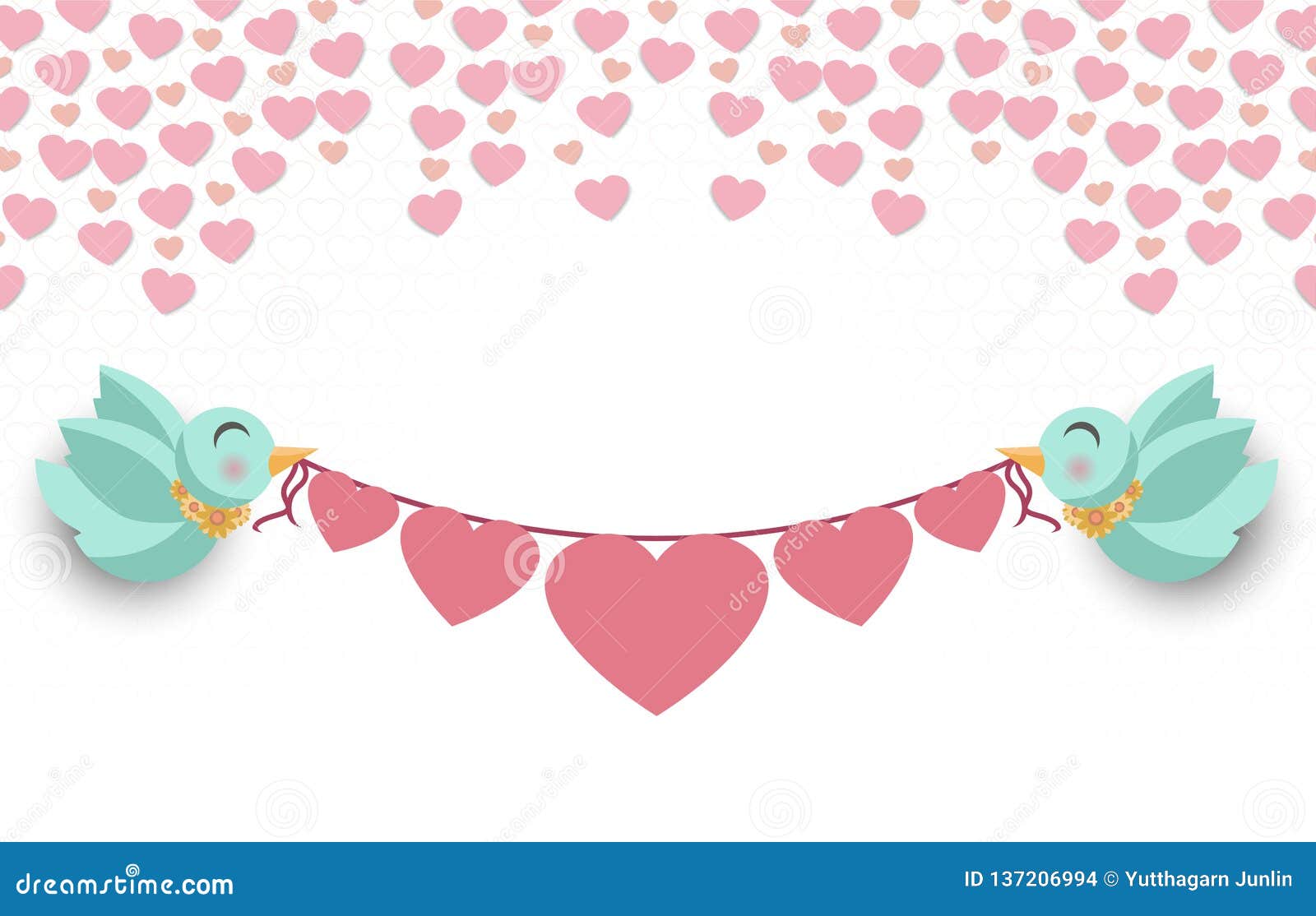 Couple Bird Holding Ribbon Heart of Love Cartoon - Vector Stock Vector ...