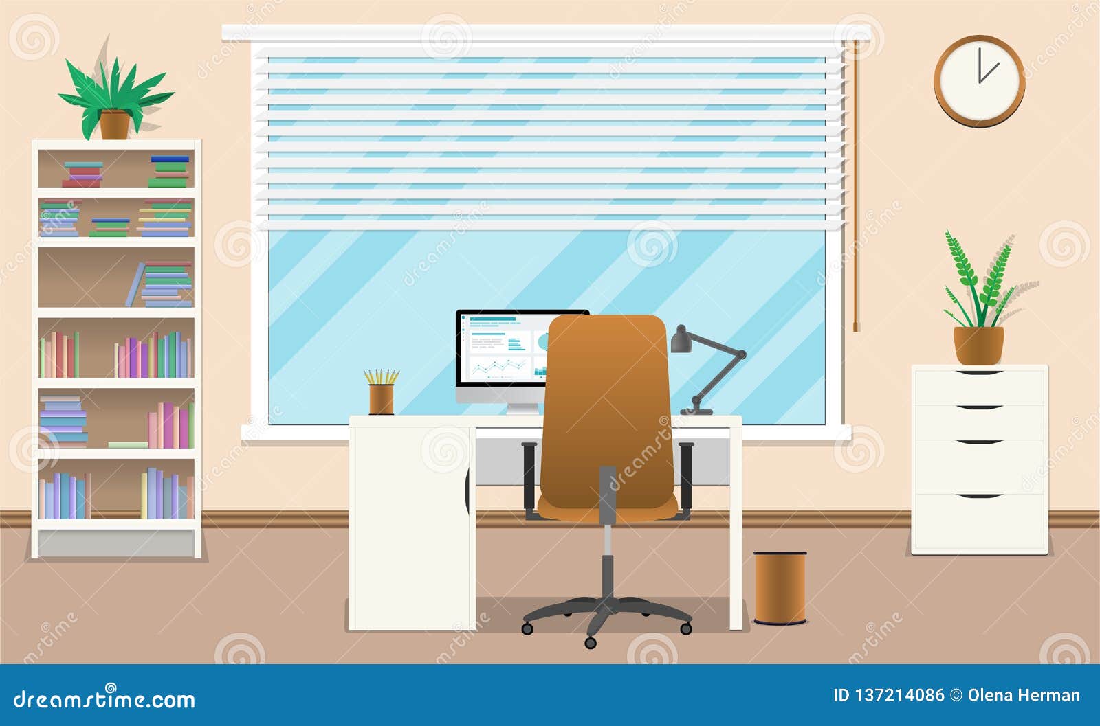 Flat Office Concept Illustration. Vector Illustration. Stock ...