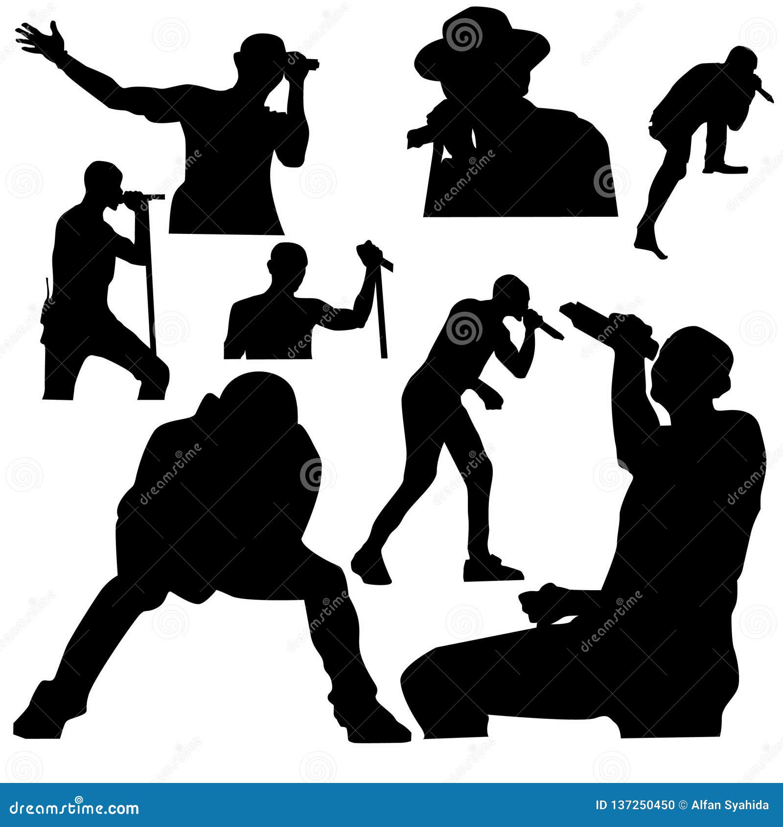 Set of Singer Silhouette Expression on the Stage Stock Vector ...