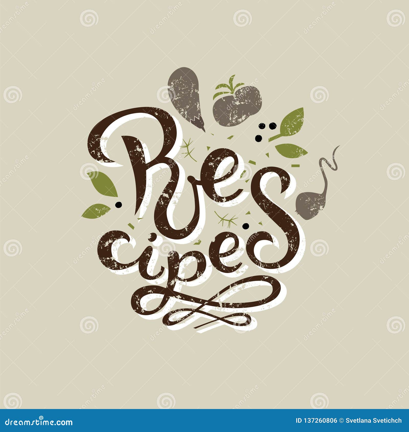 Lettering Recipe Sign, Hand-drawn Vector Graphics Products. Vector ...