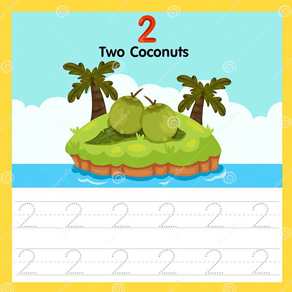 Illustrator of Worksheet Two Coconuts Stock Vector - Illustration of ...