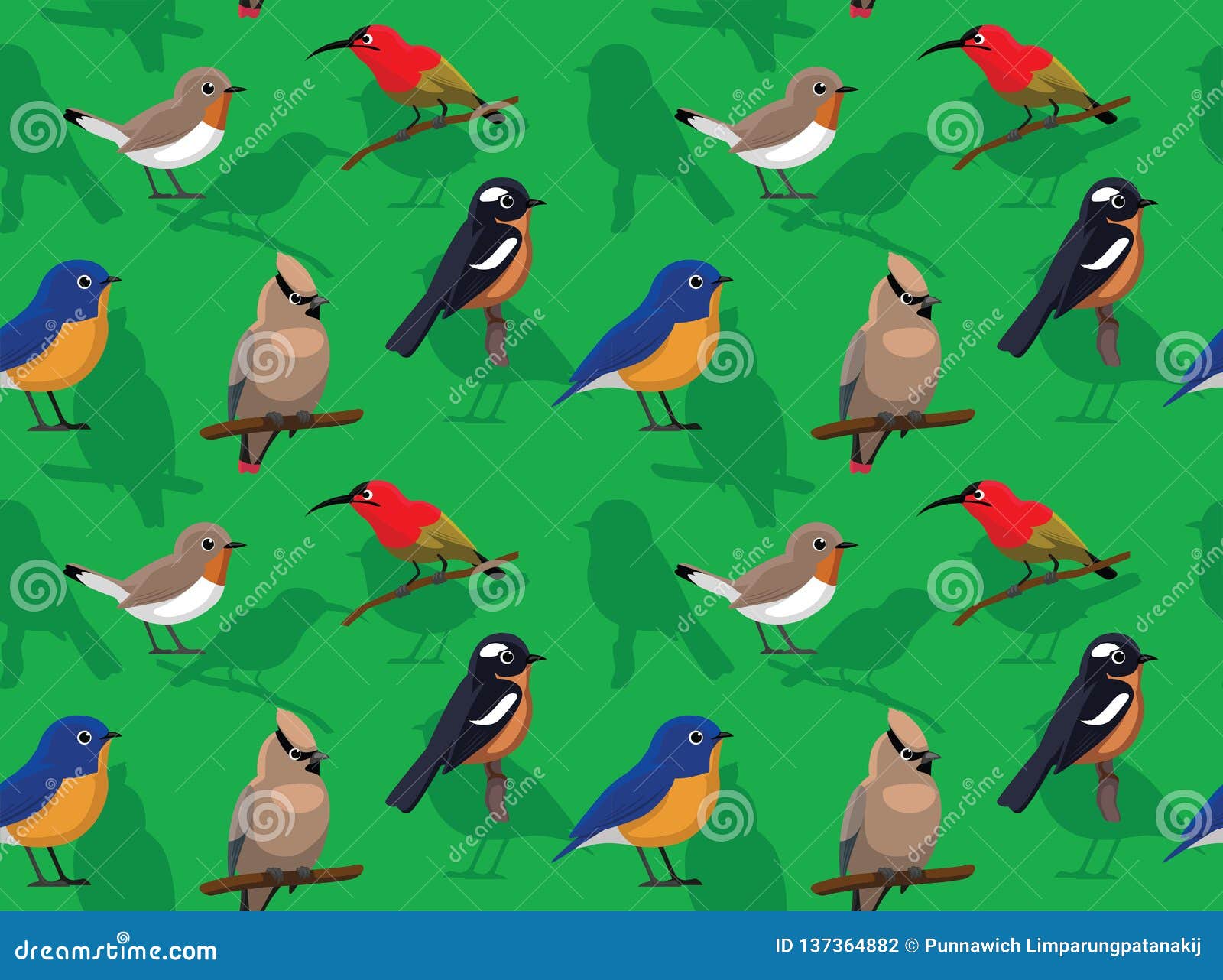 Robin And Bluebird Birds Watercolor Illustration Set Hand Drawn Royalty ...