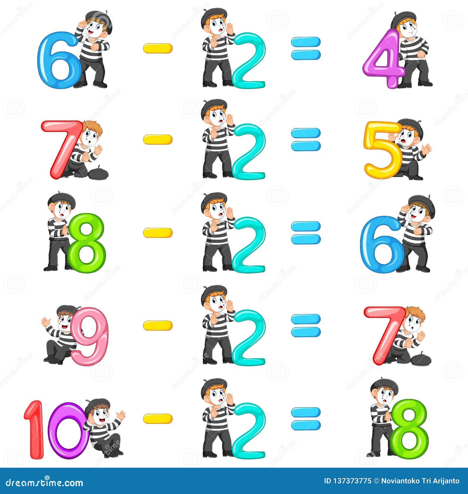 The Number Decrease From 4 Until 8 With The Good Pantomime Cartoon ...