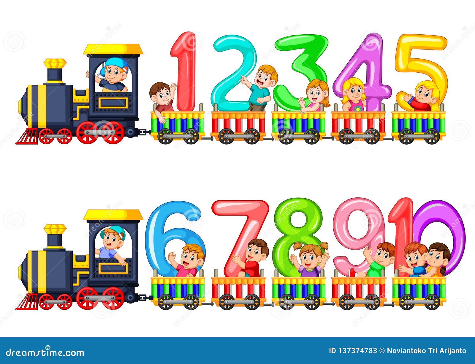 Let`s Count To Ten with Kids on the Train Stock Vector - Illustration ...