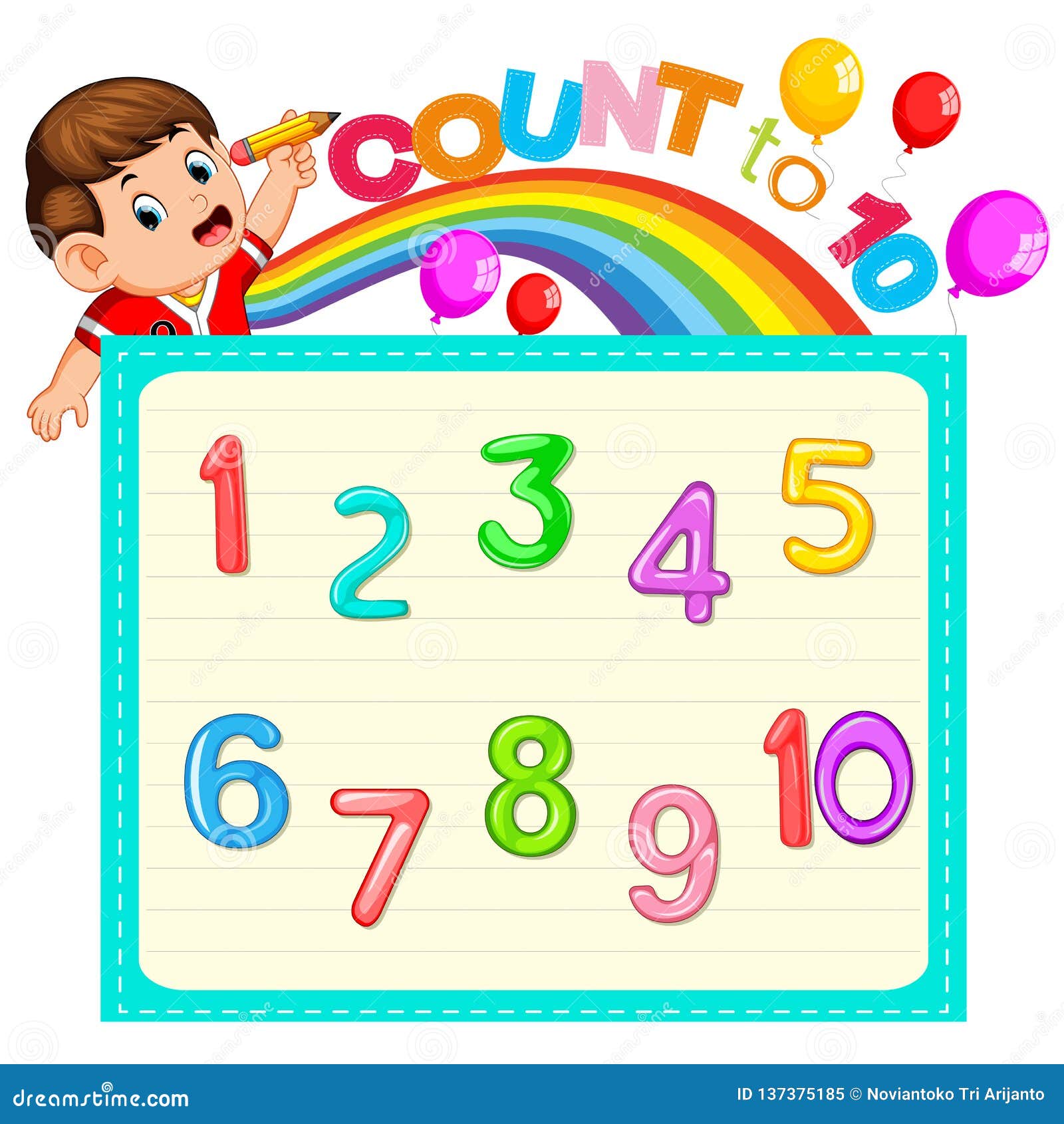 Let`s count to ten stock vector. Illustration of kindergarten - 137375185