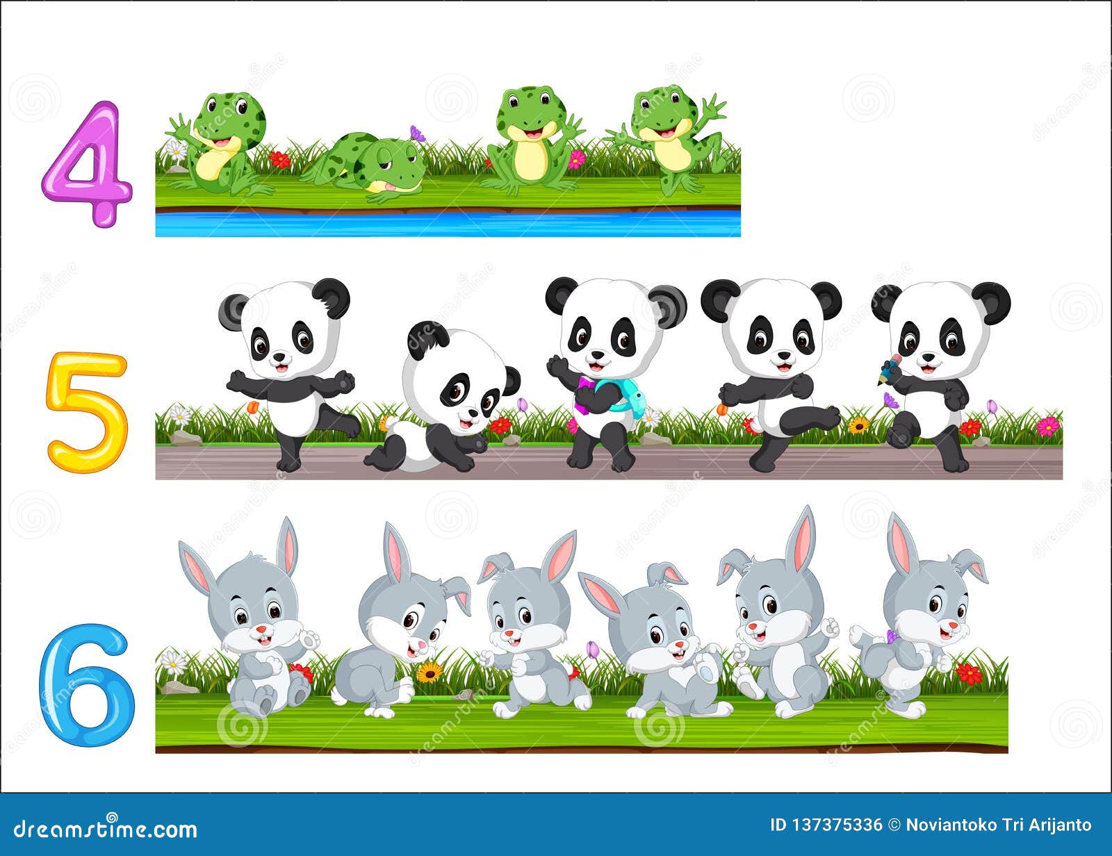 Counting Numbers with Animals Stock Vector - Illustration of learning ...