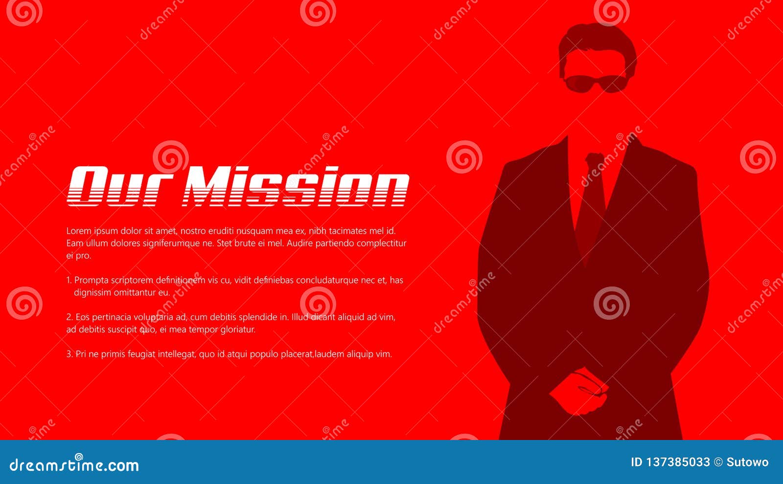 OUR MISSION Web Header Banner Man Wear a Formal Suit and Black ...