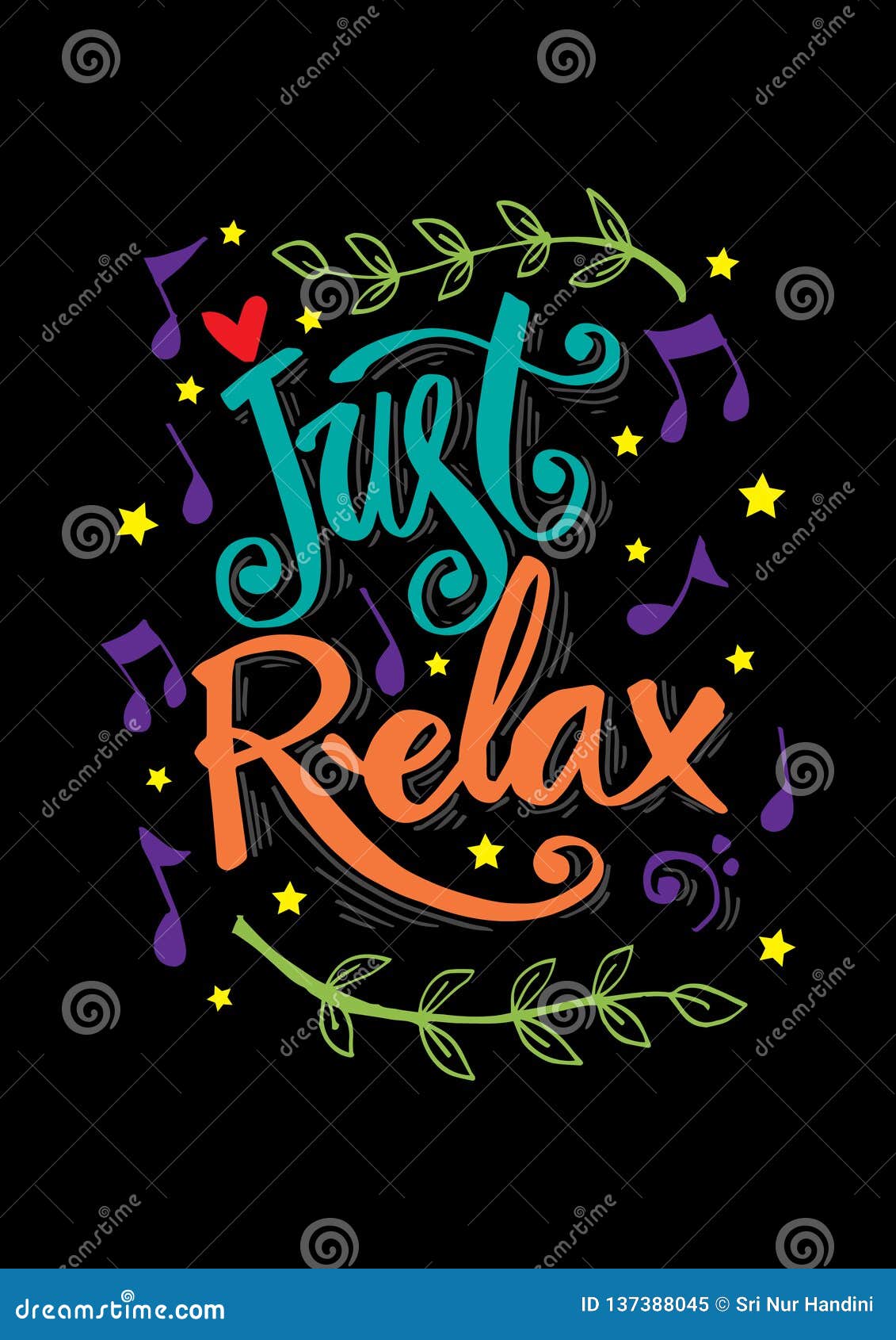 Just relax hand lettering stock vector. Illustration of greeting ...