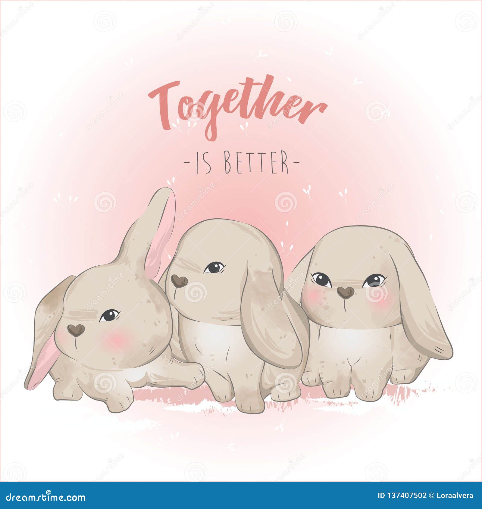 Cute Triplets Bunny stock vector. Illustration of lovely - 137407502