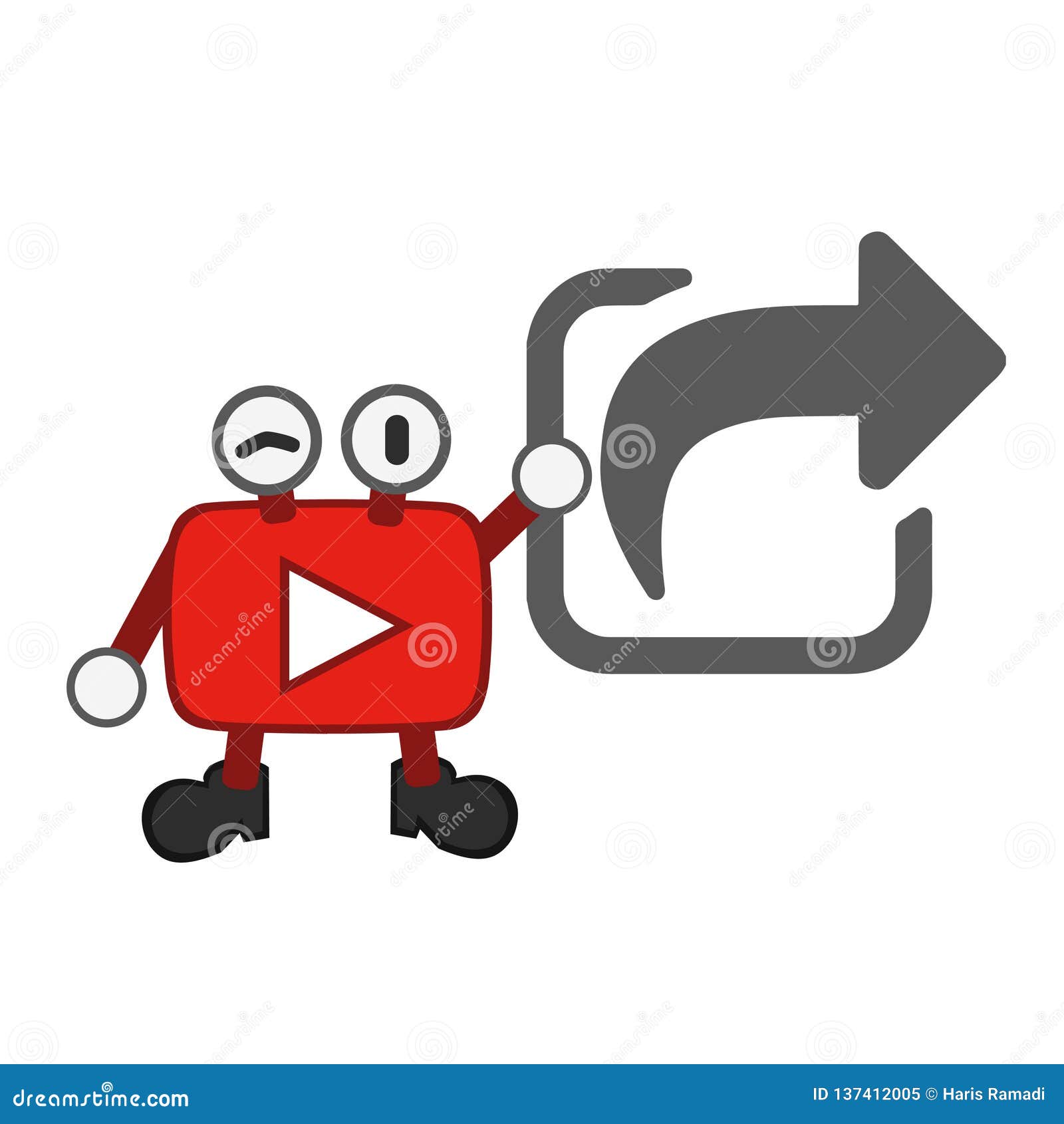 Youtube Funny Cartoon Share Icon Stock Vector - Illustration of people ...