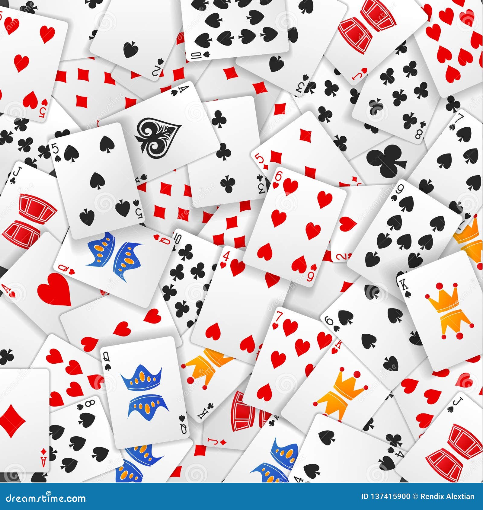 Poker Card Scattered Background Stock Vector - Illustration of board ...