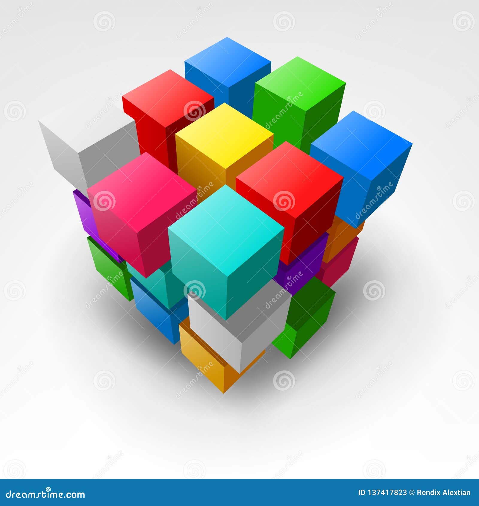 Abstract Colorful Piece of Cube Stock Vector - Illustration of graphic ...