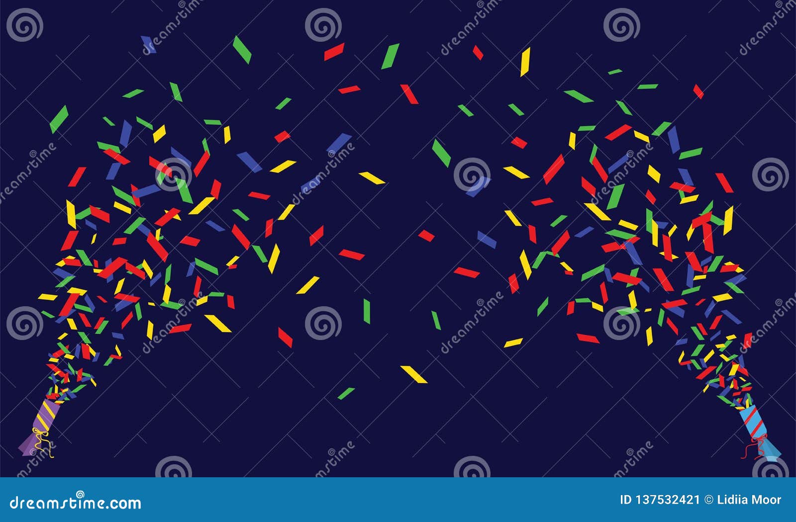 Two Vector Confetti Poppers Stock Vector - Illustration of colored ...