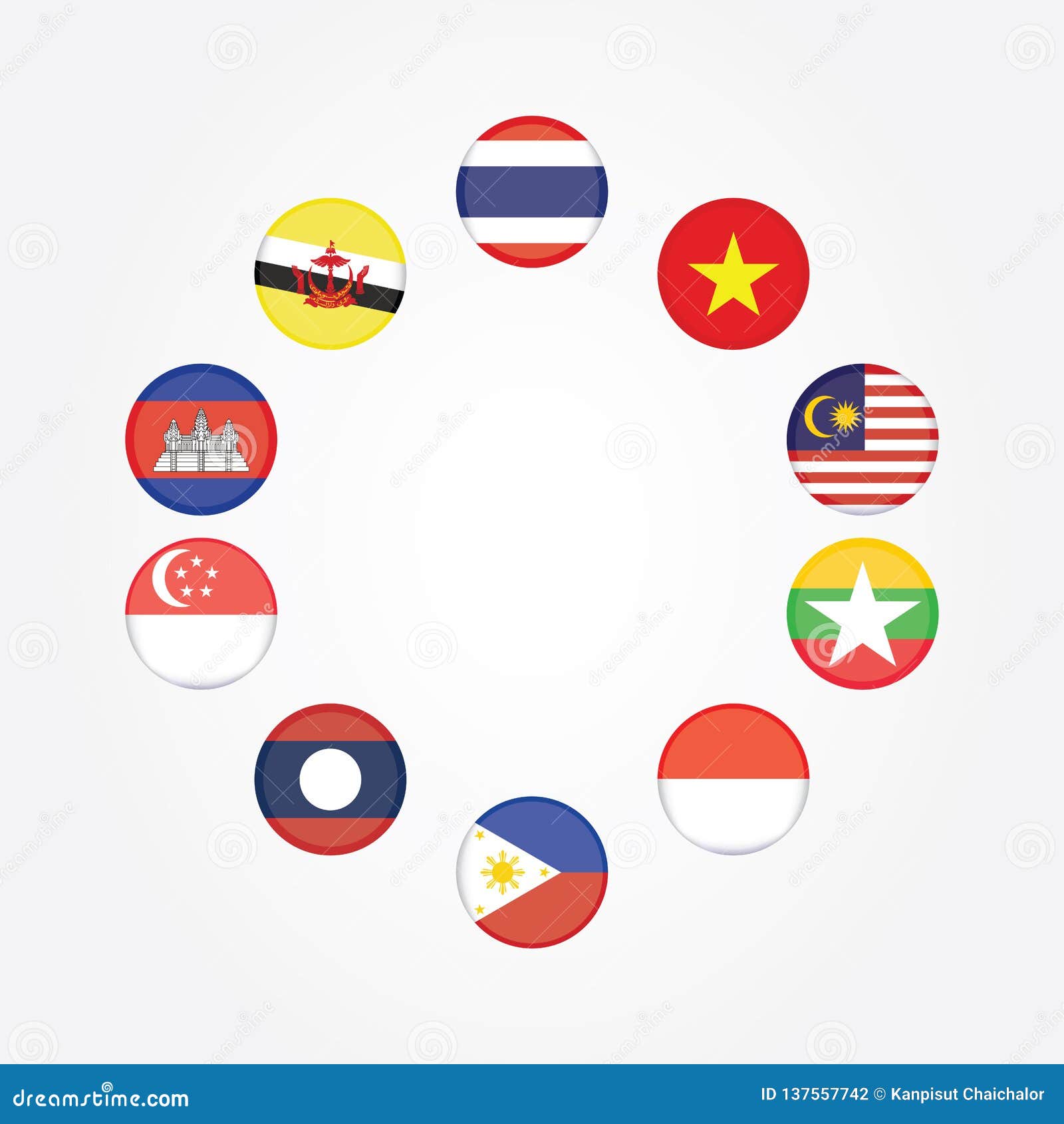 AEC Asean Economic Community Flag Symbols. Vector Illustration Stock ...