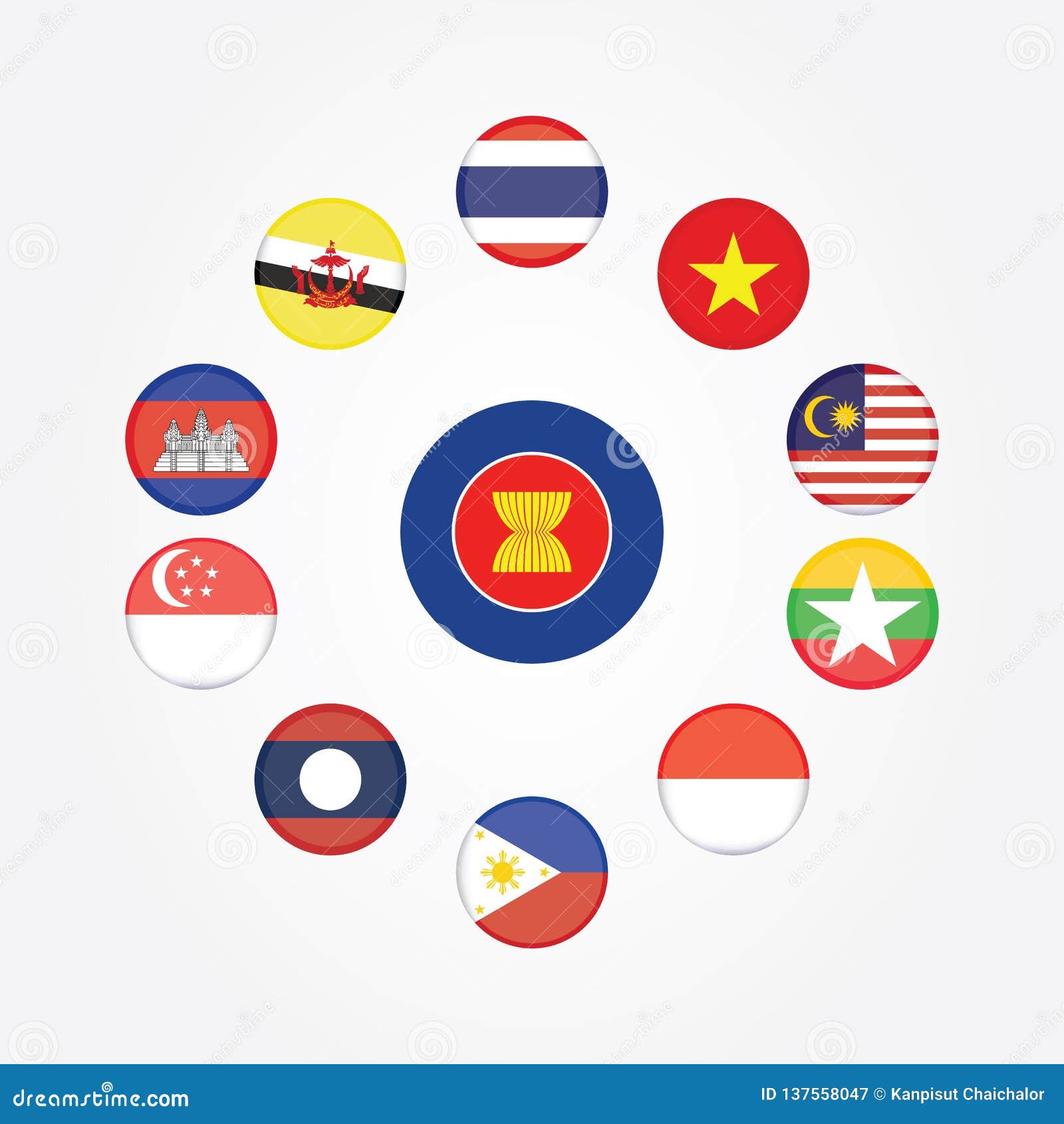 AEC Asean Economic Community Flag Symbols. Vector Illustration. AEC ...