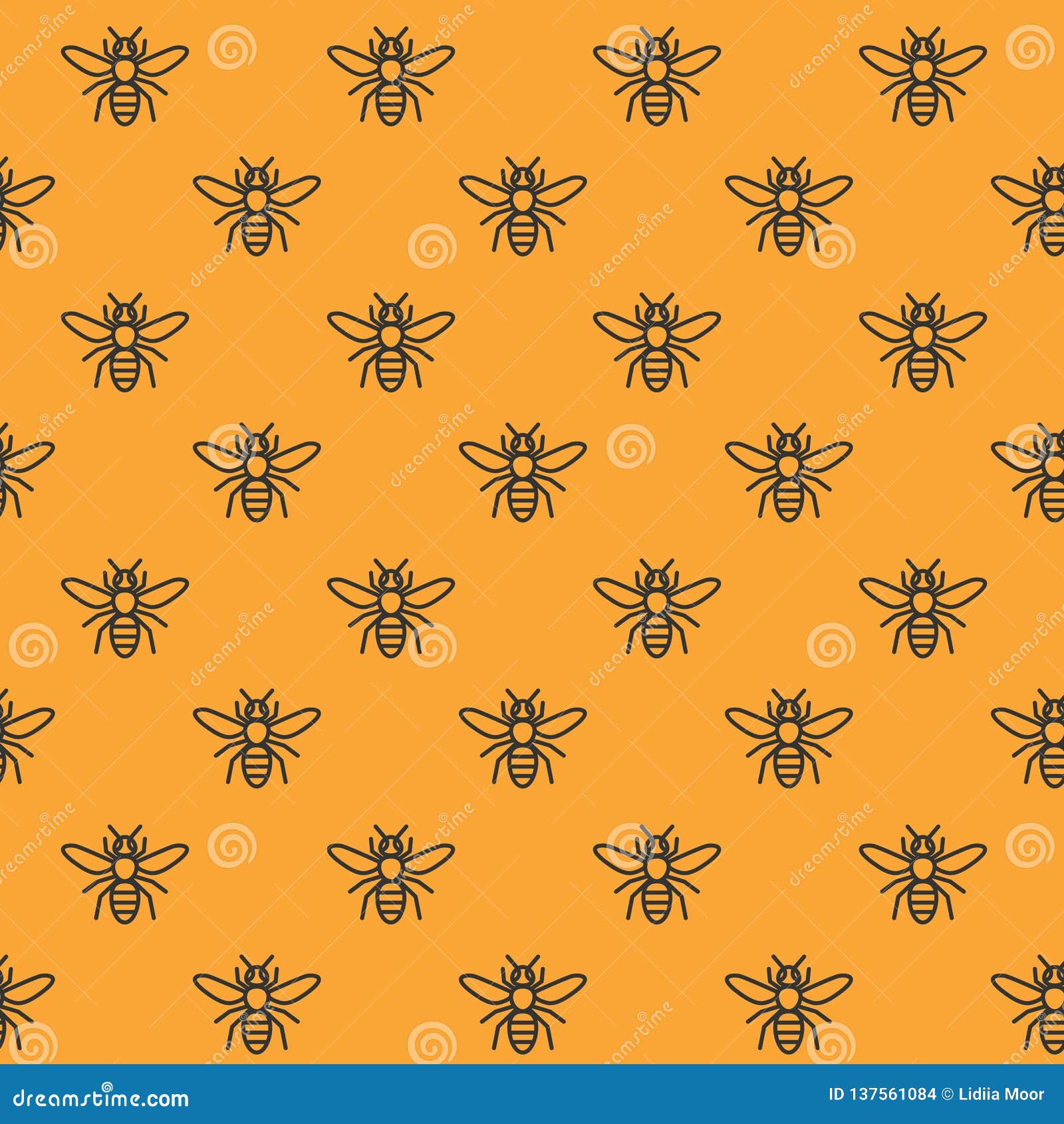 Seamless pattern with bees stock vector. Illustration of bright - 137561084