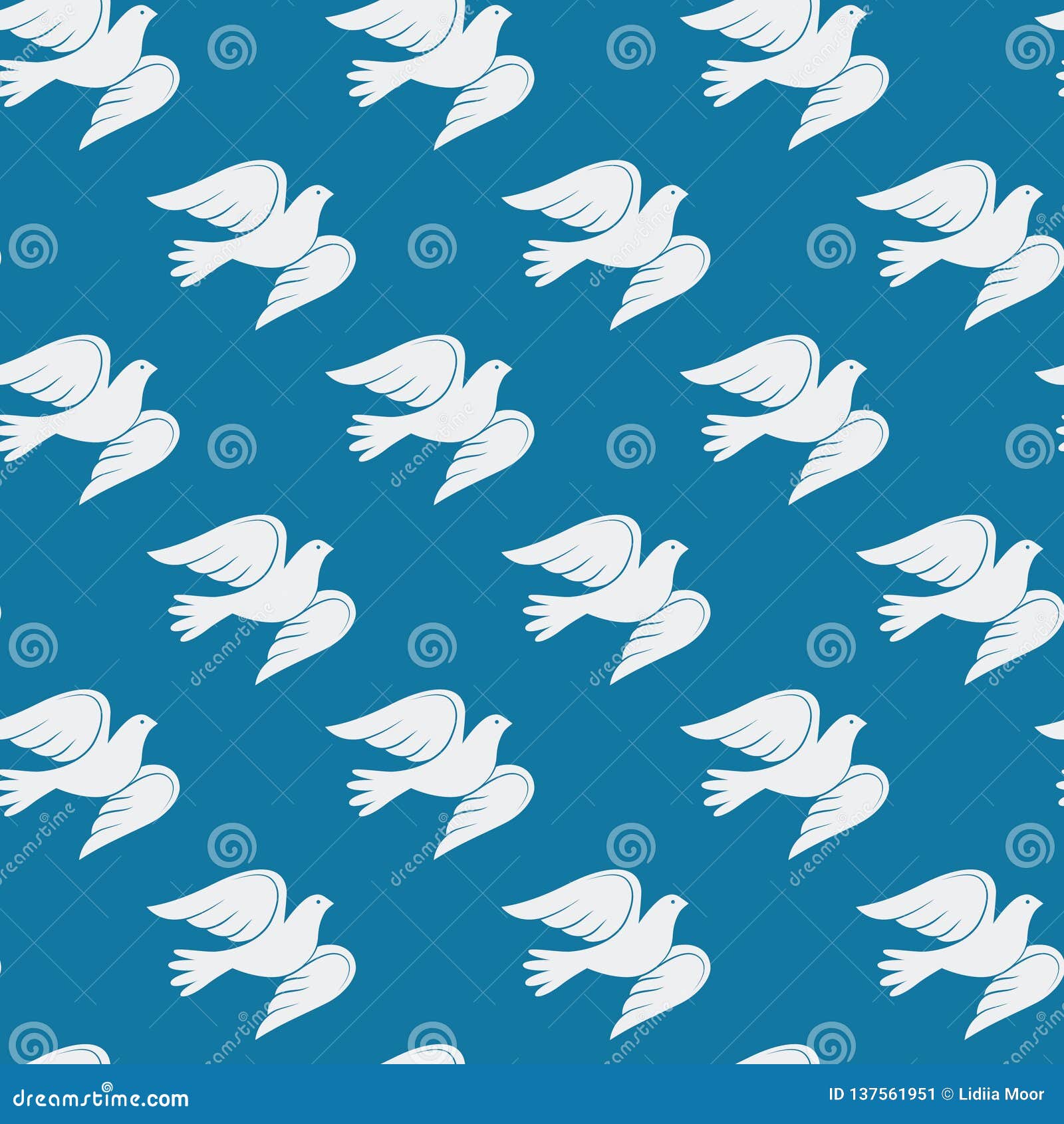 Vector Seamless Pattern with Doves Stock Vector - Illustration of ...