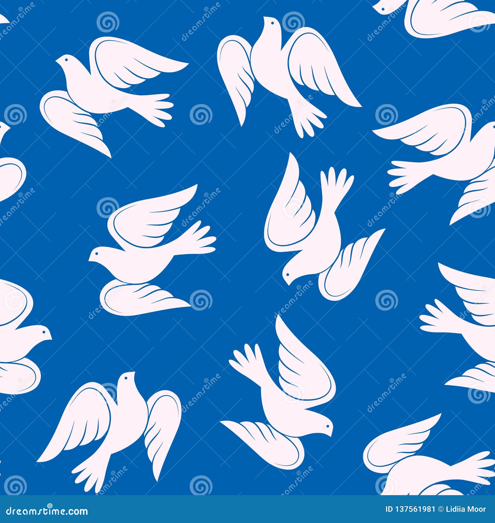 Vector Seamless Pattern with Doves Stock Vector - Illustration of ...