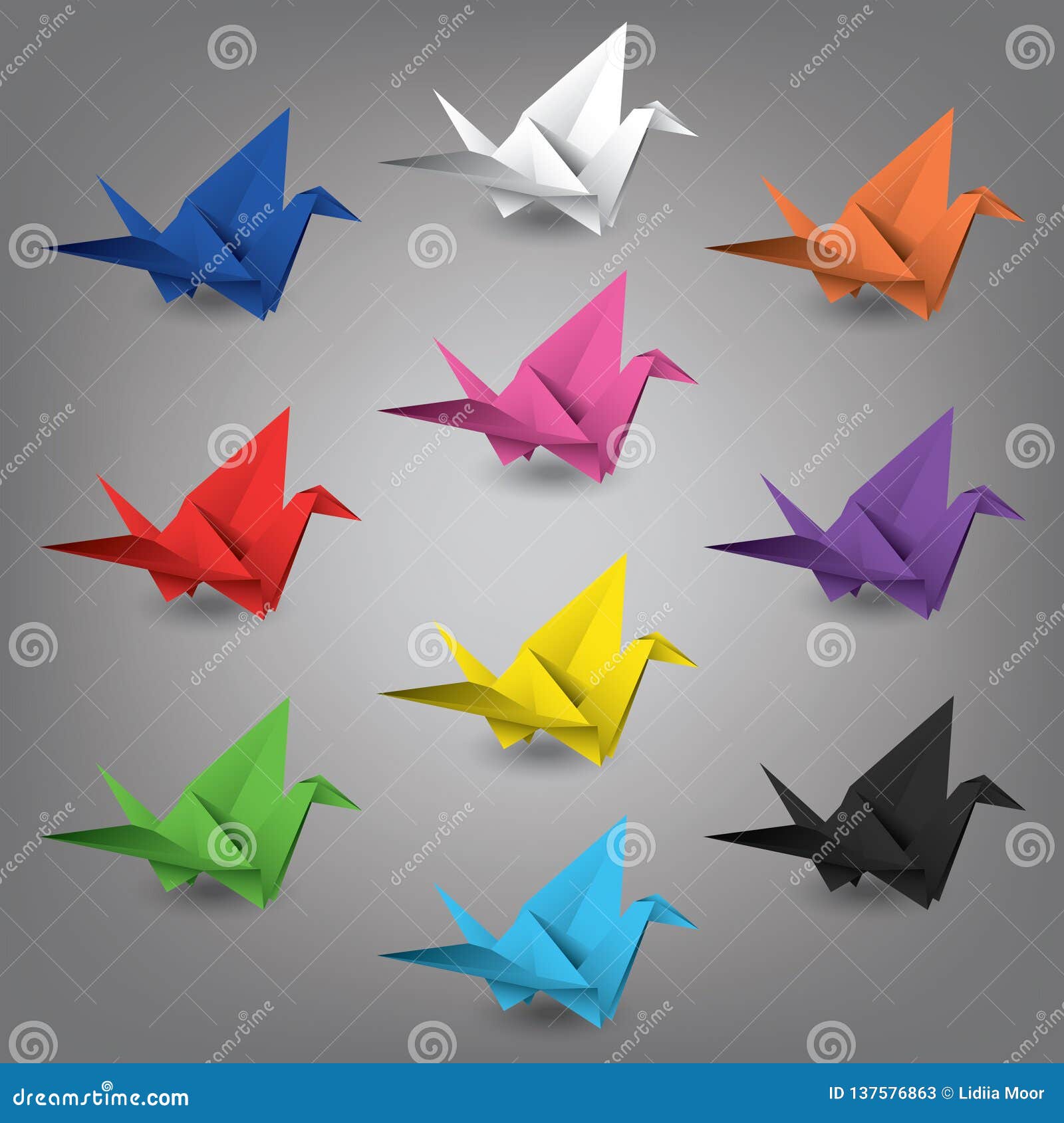Paper cranes stock vector. Illustration of creative - 137576863