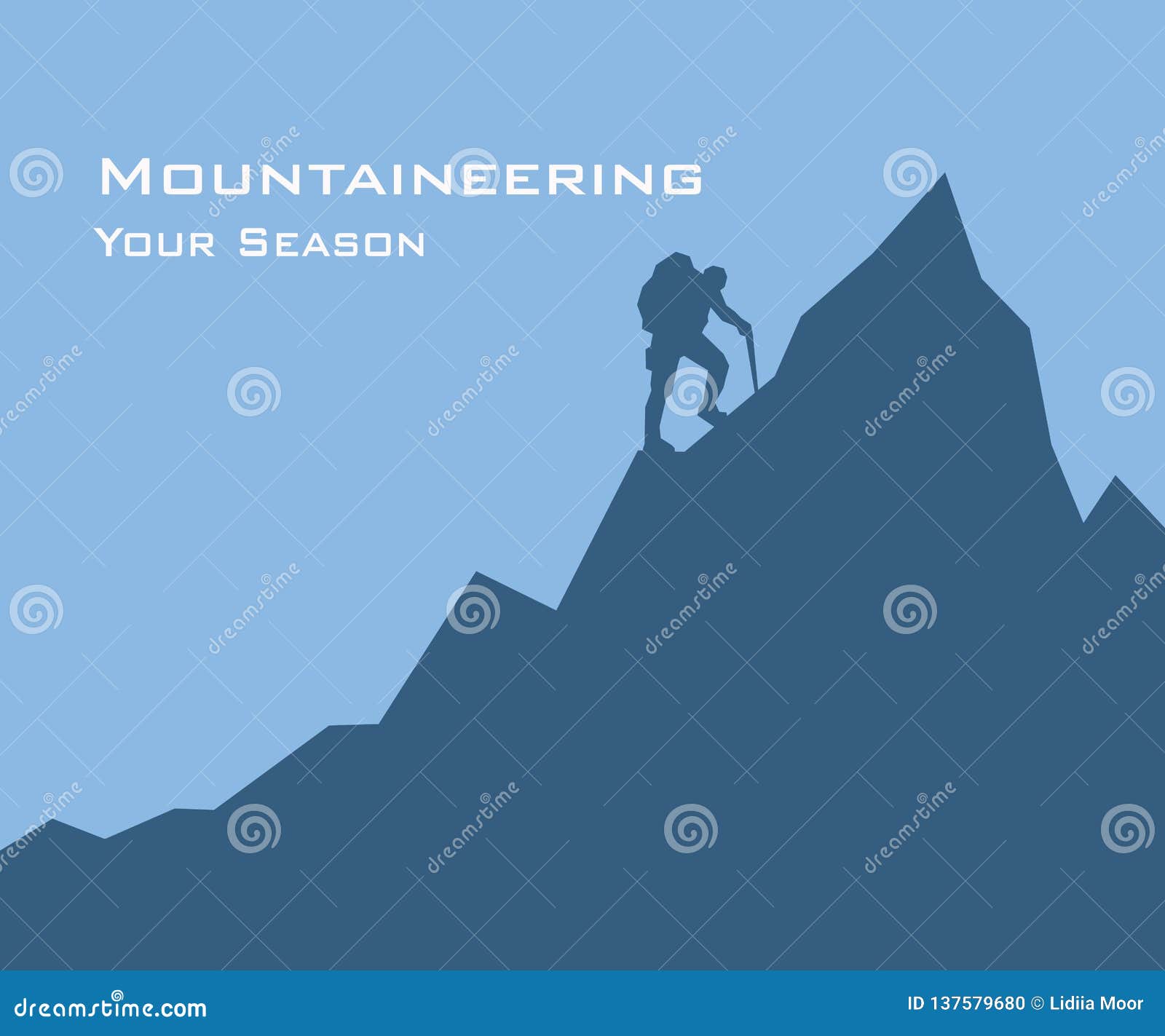 Mountaineer Climbs a Mountain Stock Vector - Illustration of landscape ...