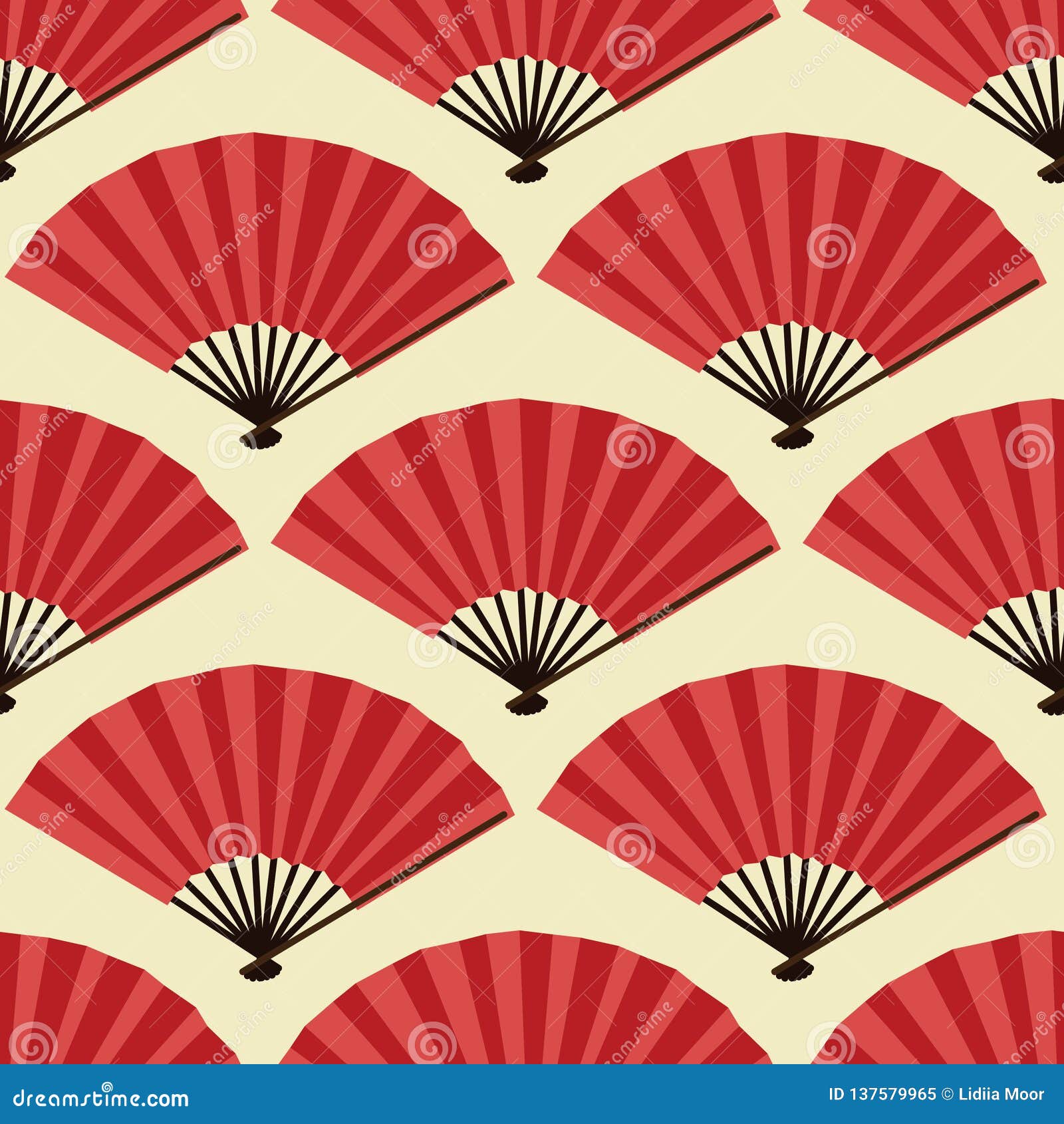 Seamless pattern with fans stock vector. Illustration of asia - 137579965