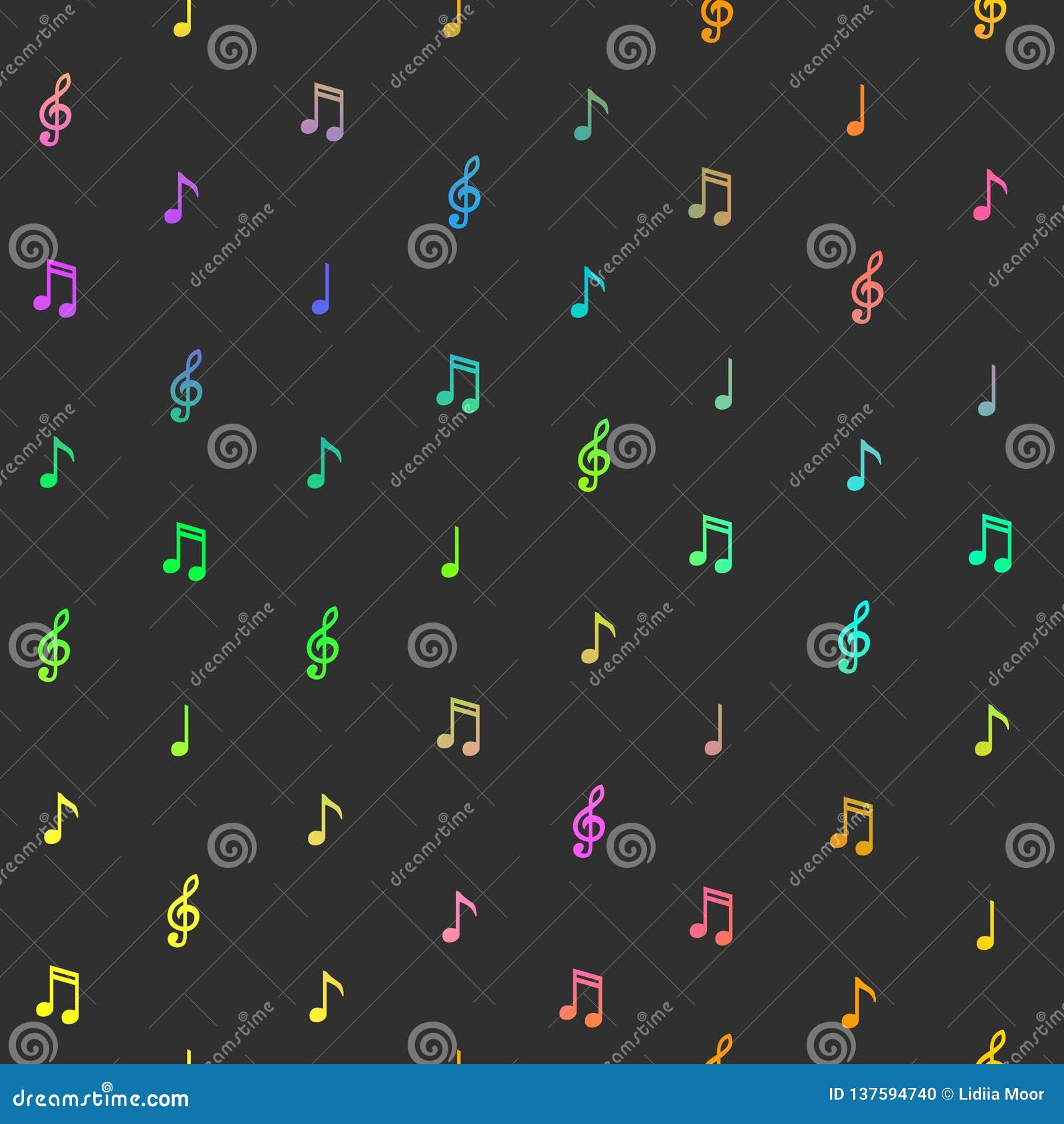 Seamless Pattern with Notes Stock Vector - Illustration of ornament ...