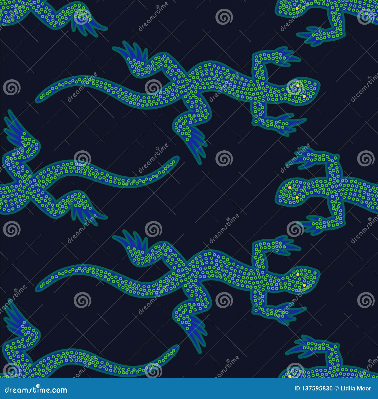 Seamless Pattern with Lizards Stock Vector - Illustration of design ...