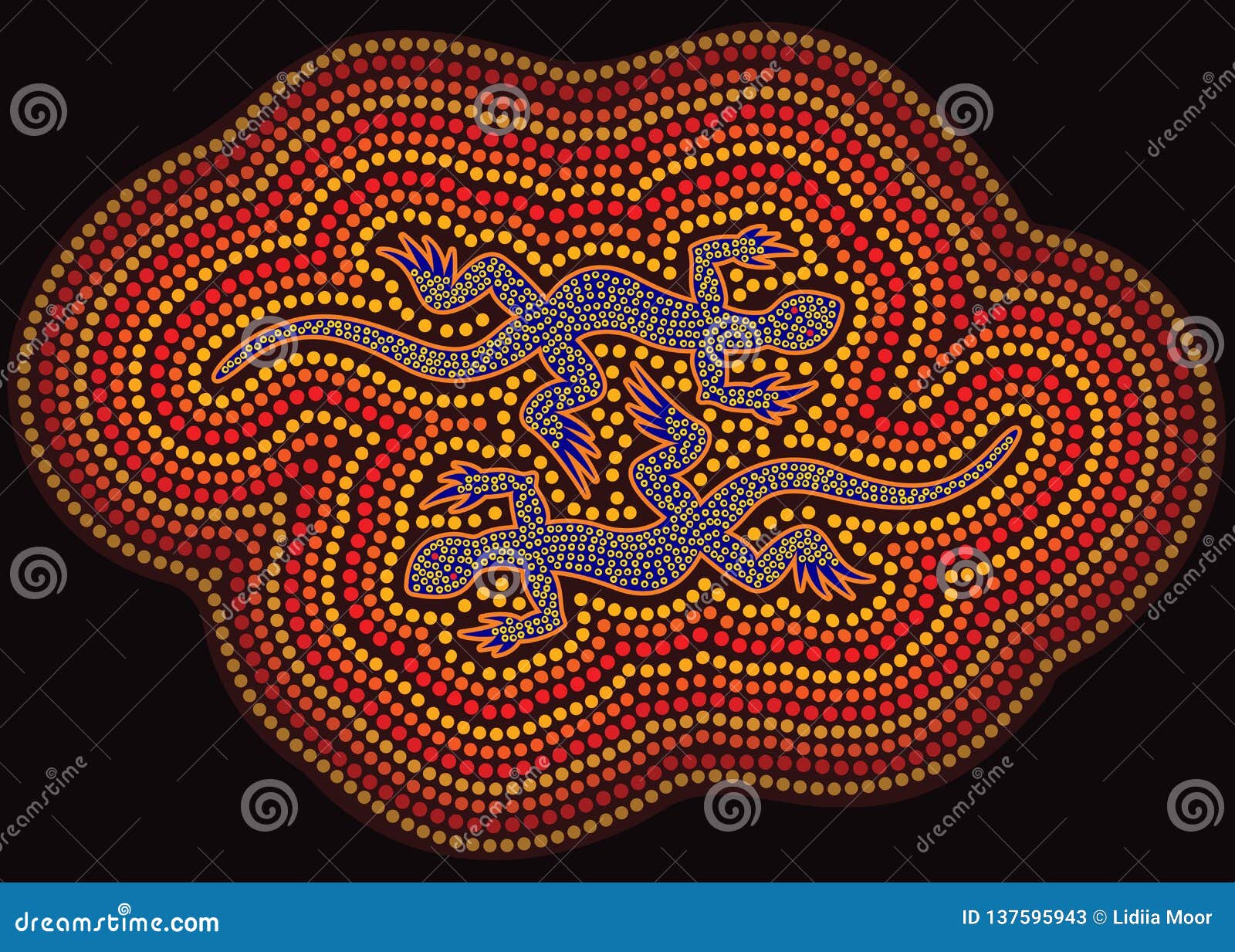 Ethnic Illustration with Lizards Stock Vector - Illustration of hippie ...