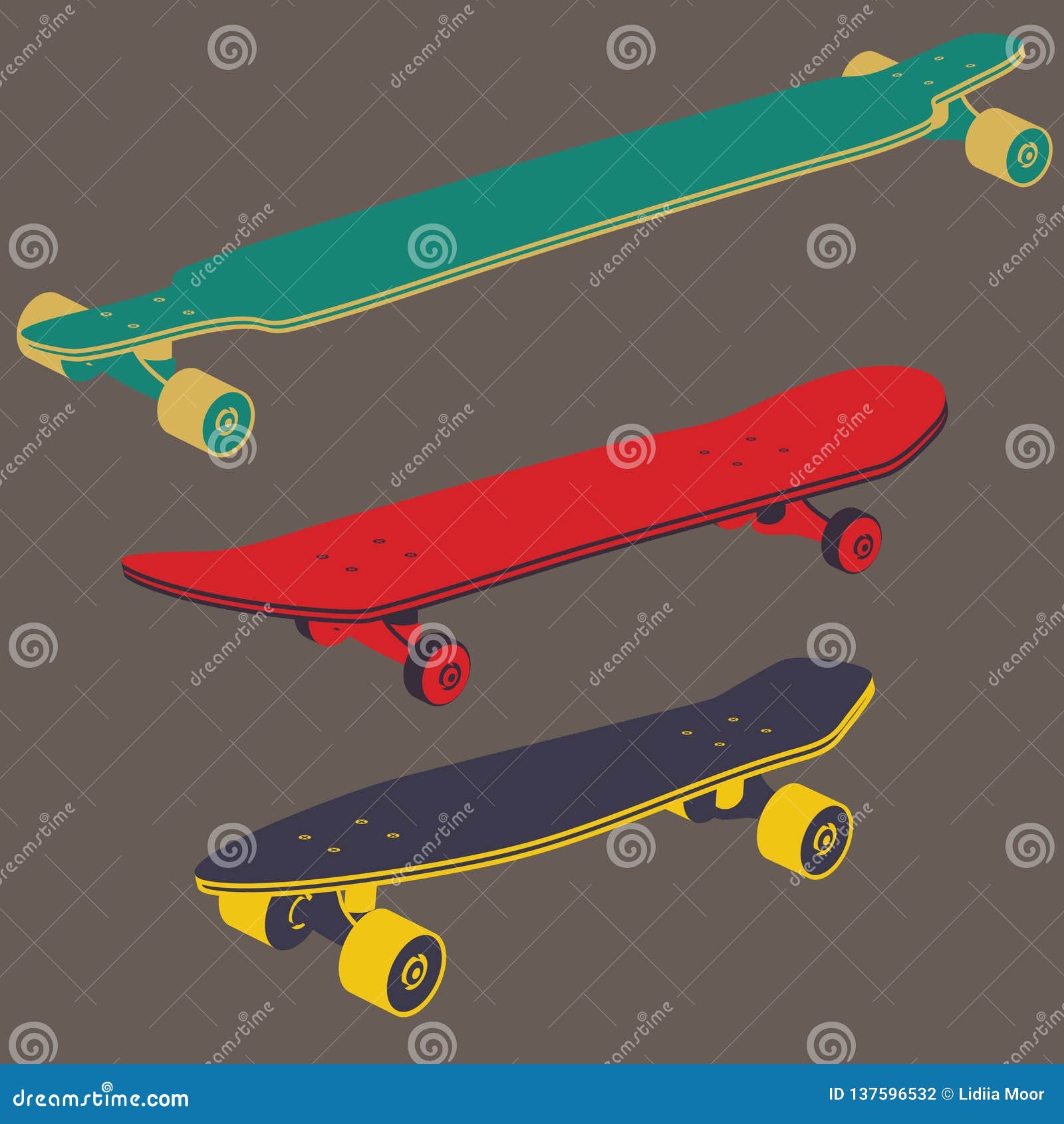 Set Longboards And Skateboards Vector Illustration | CartoonDealer.com ...