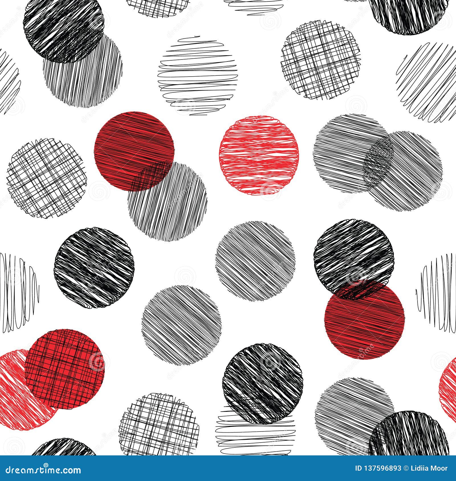 Seamless Pattern with Hatched Circles Stock Vector - Illustration of ...