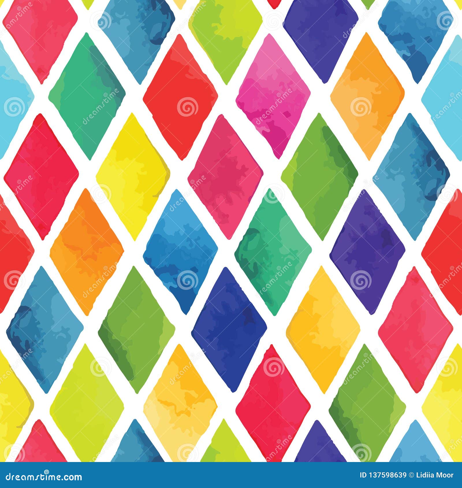 Seamless Pattern with Watercolor Rhombus Stock Vector - Illustration of ...