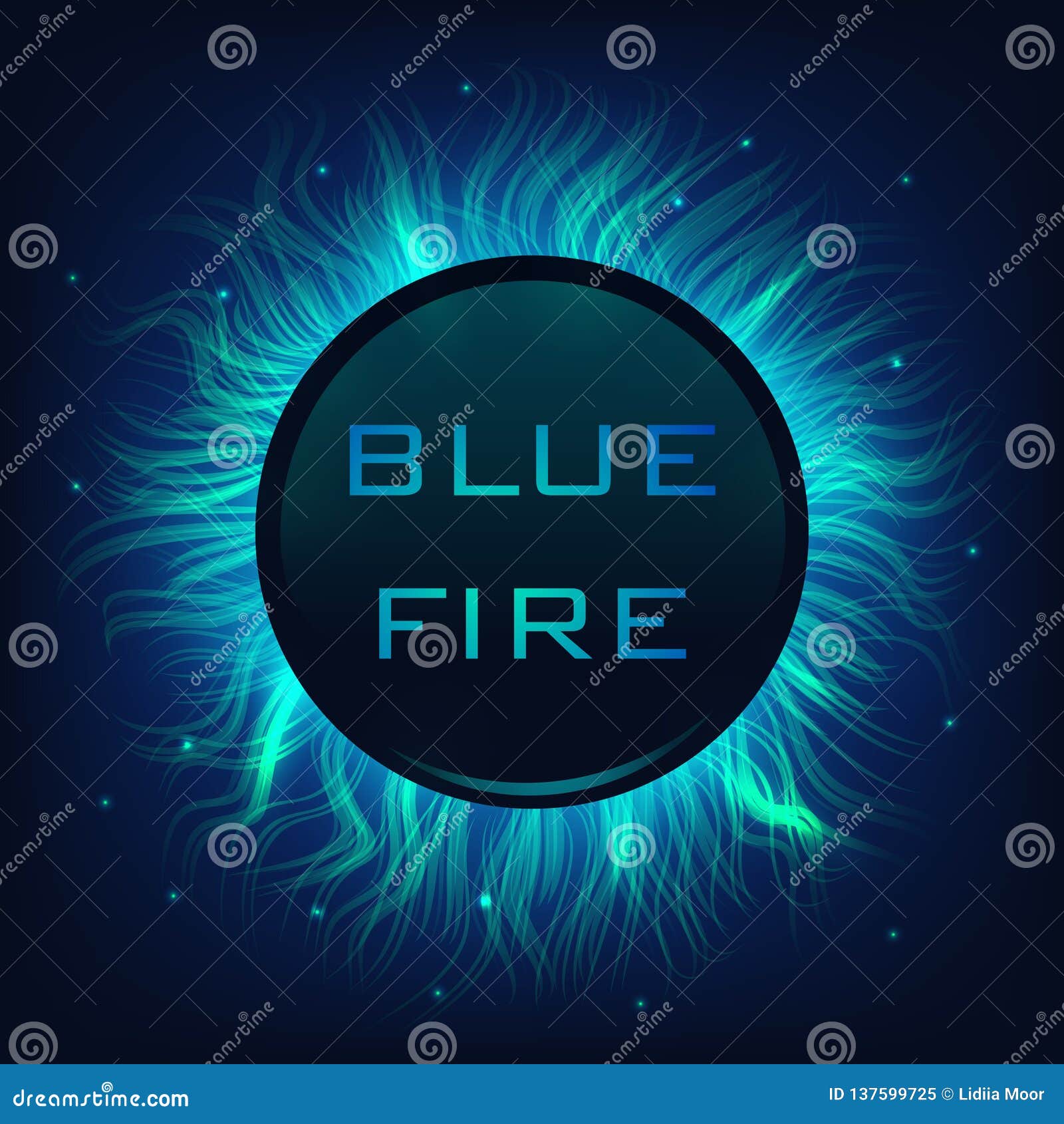 Round Frame with Neon Blue Fire Stock Vector - Illustration of card ...