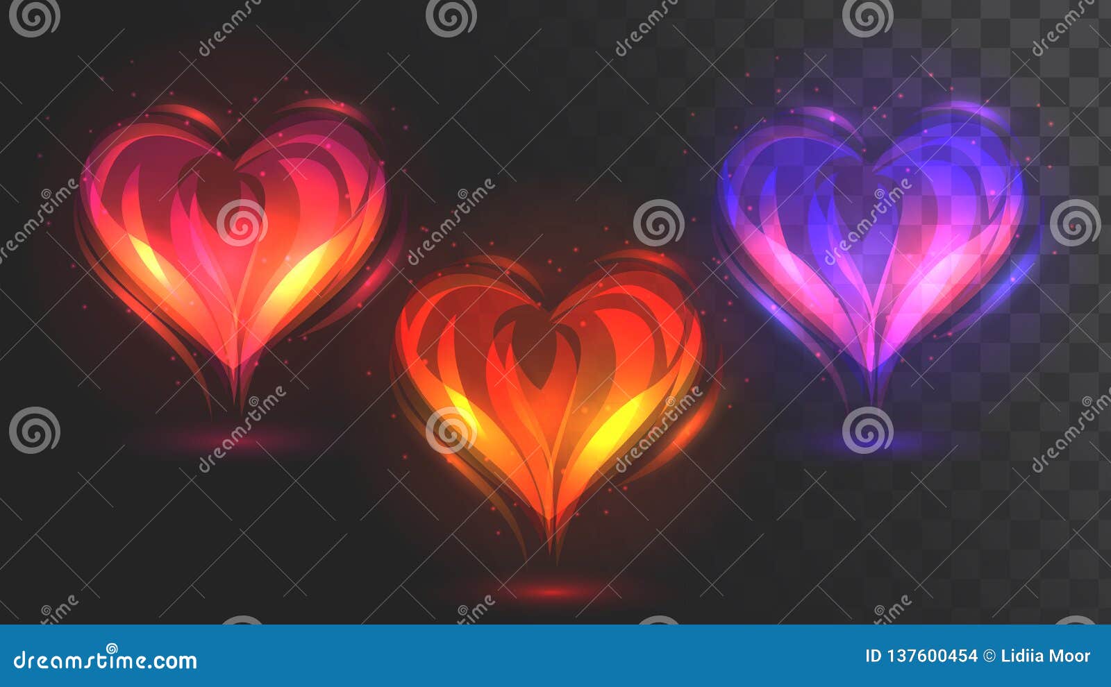 Vector glowing hearts stock vector. Illustration of design - 137600454