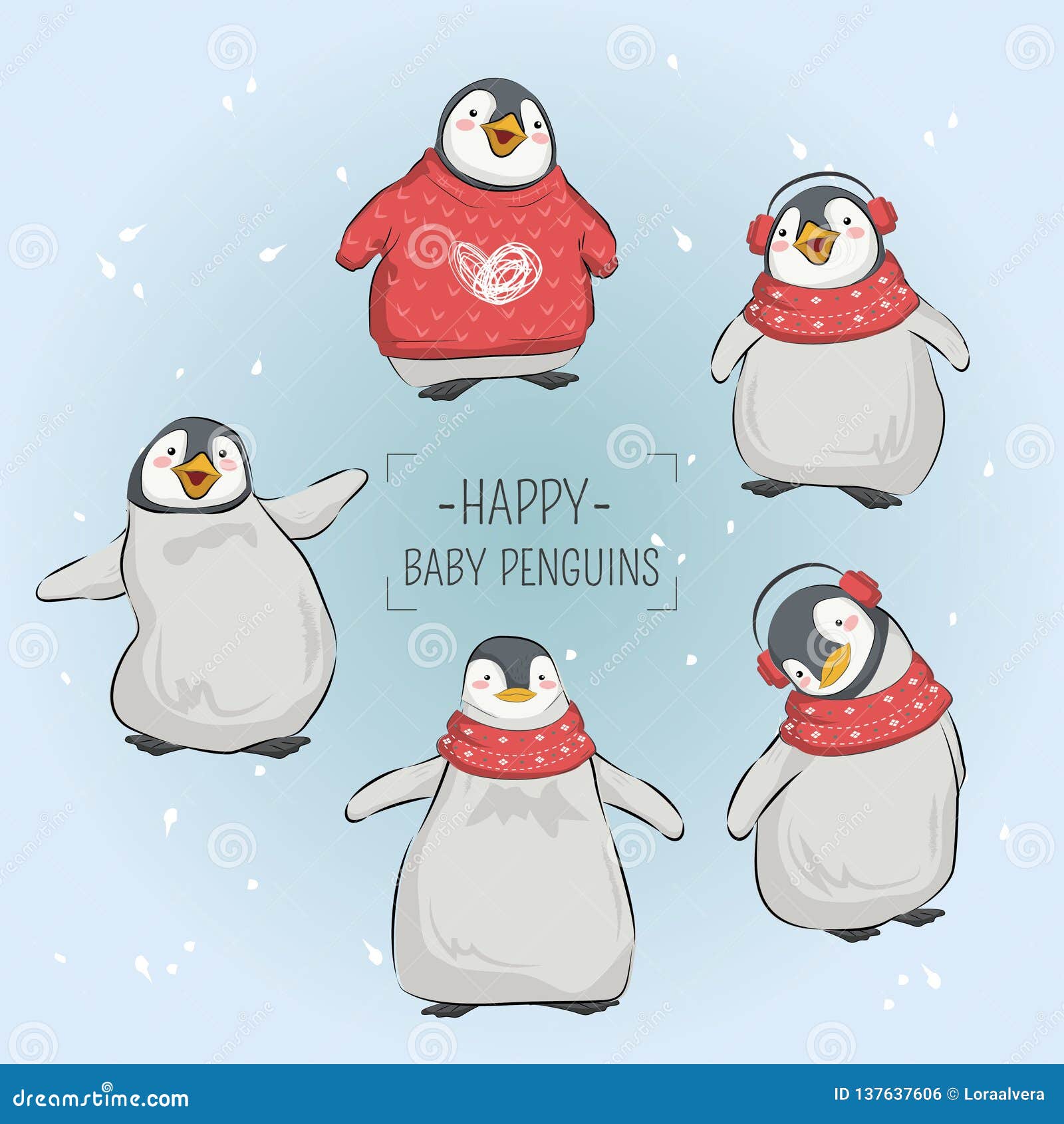 Little Penguin Series stock vector. Illustration of drawing - 137637606