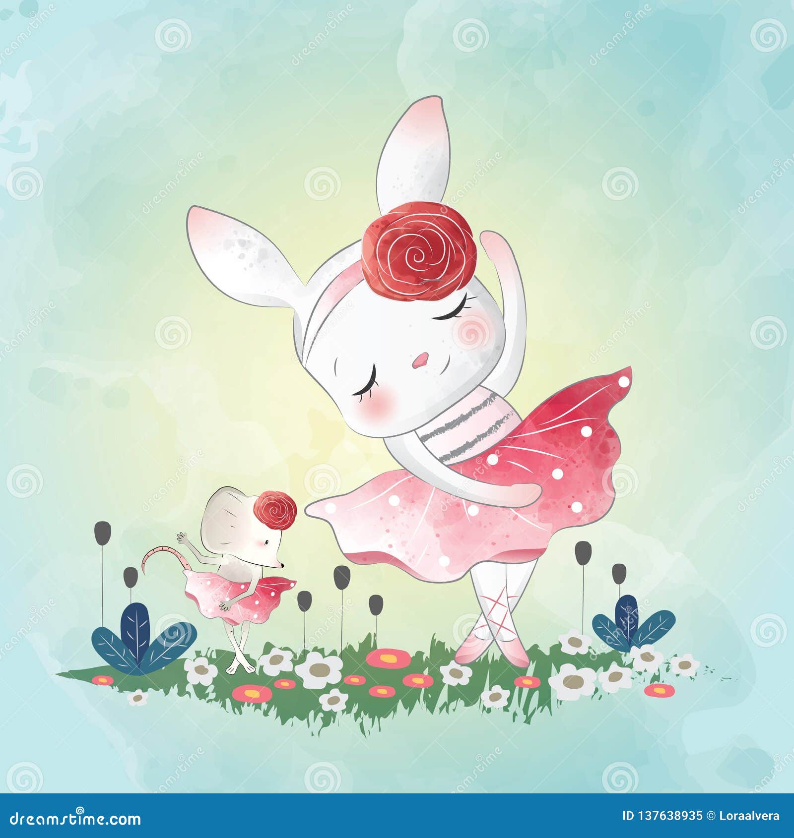 Cute Bunny Dancer stock vector. Illustration of background - 137638935
