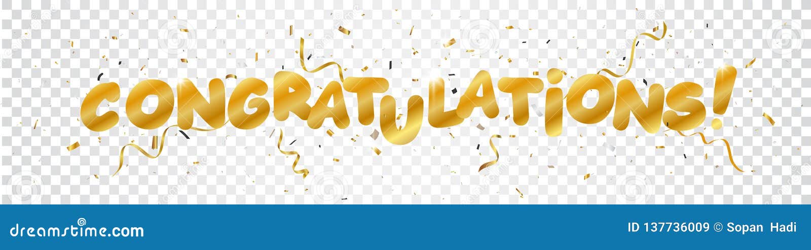 Congratulations Design with Gold Ribbon and Confetti Stock Vector ...