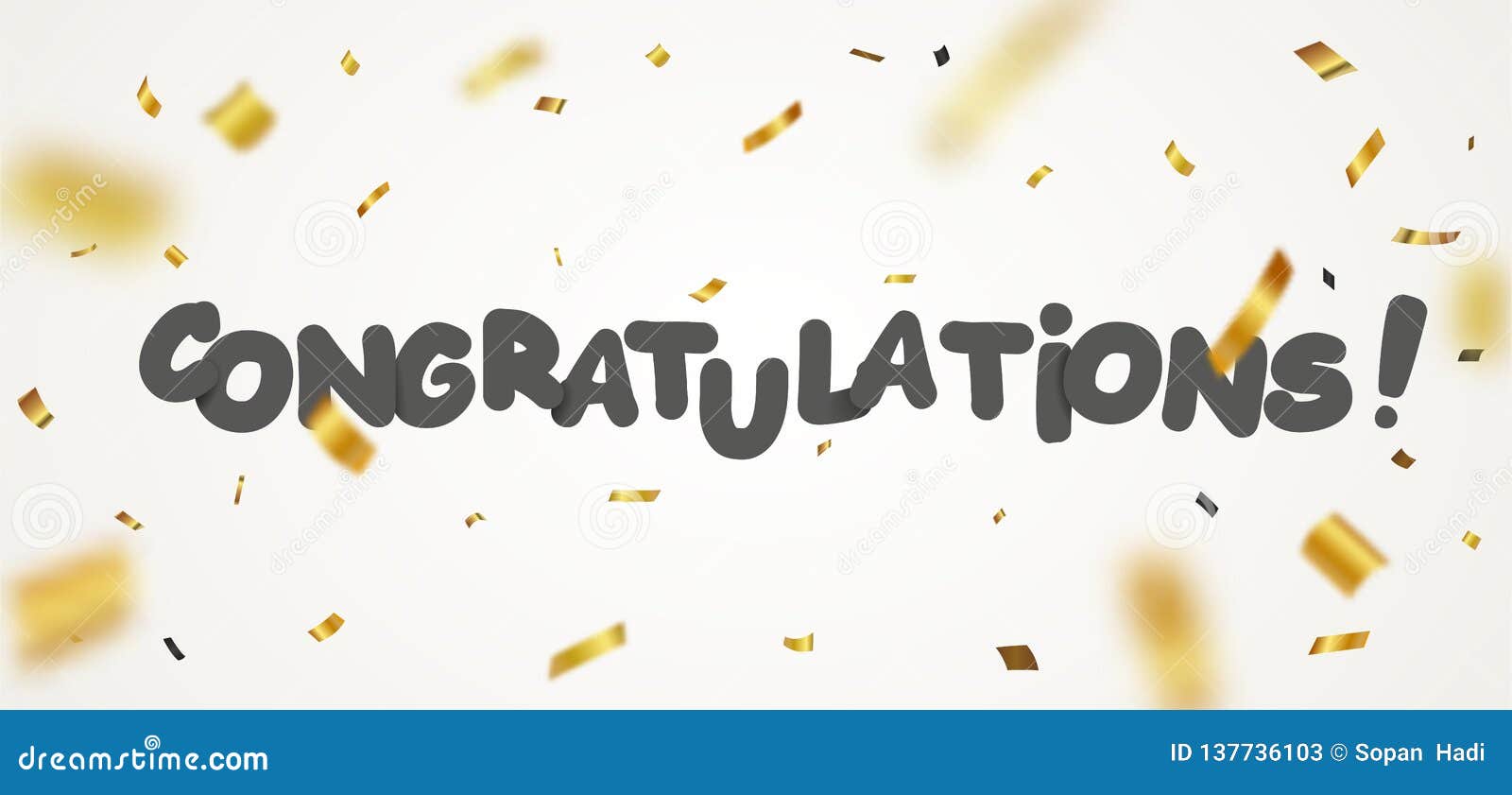 Congratulations Design with Gold Ribbon and Confetti Stock Vector ...