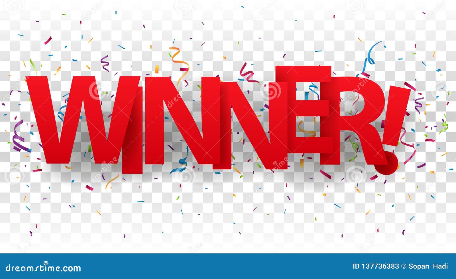 Winner Sign Letters with Colorful Confetti Stock Vector - Illustration ...