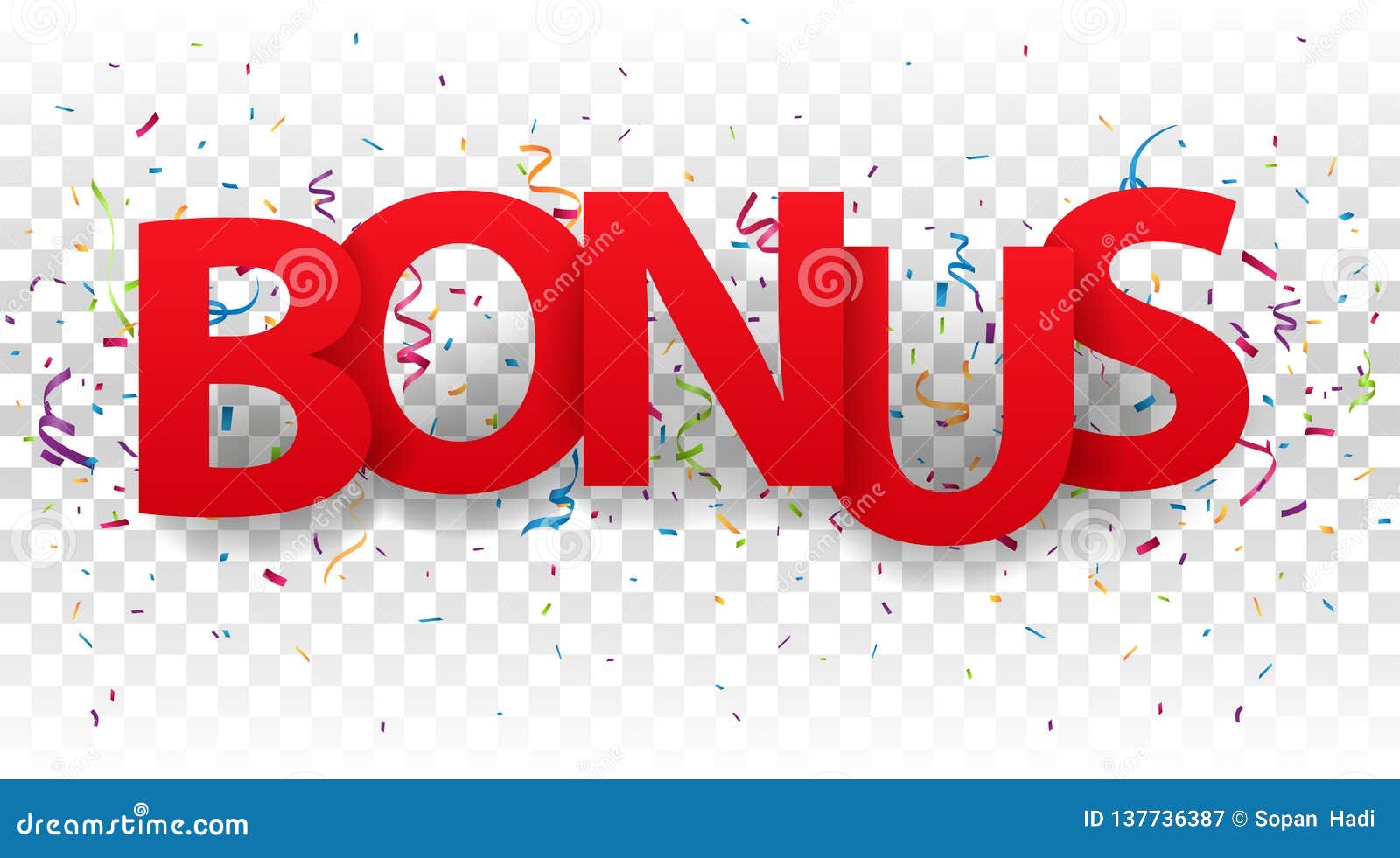 Bonus Sign Letters with Colorful Confetti Stock Vector - Illustration ...