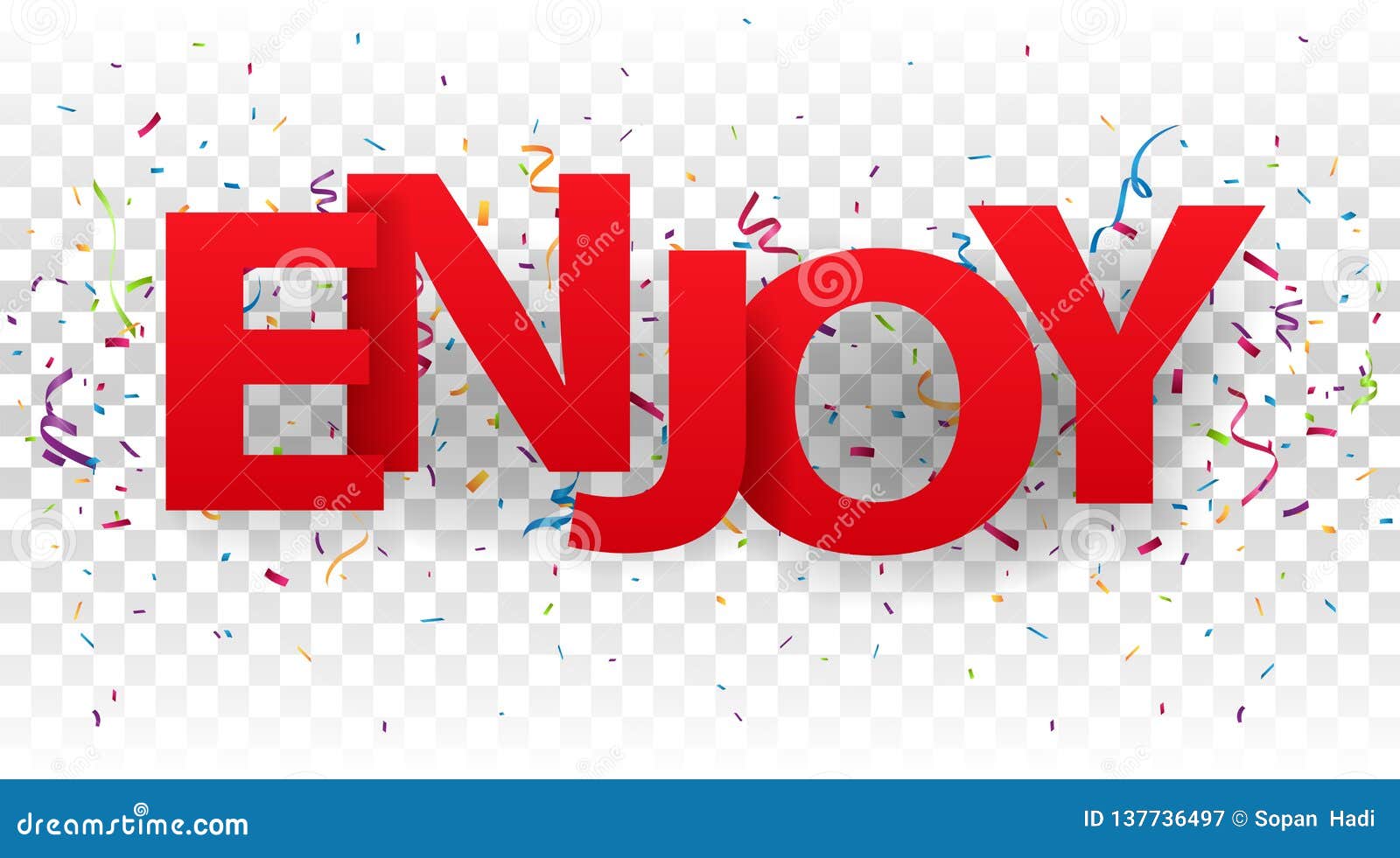 Enjoy Sign Letters with Colorful Confetti Stock Vector - Illustration ...
