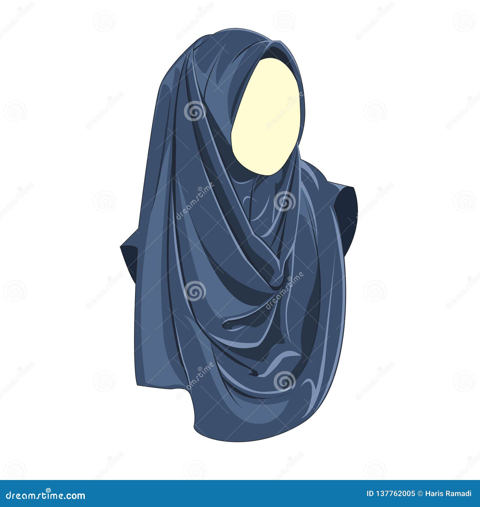 Hijab Muslimah Vector Blue Color Stock Vector - Illustration of colors ...