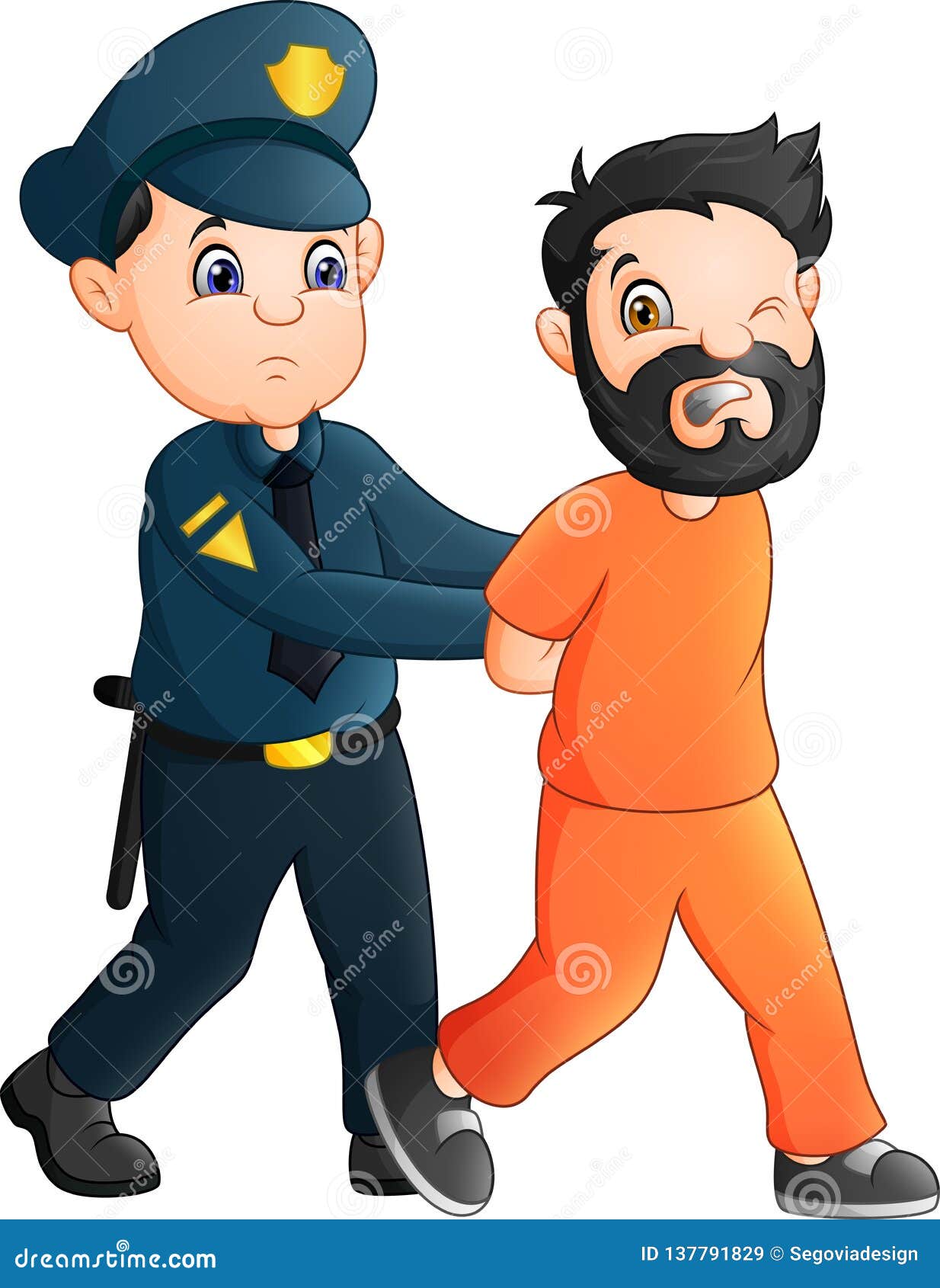 Cartoon Police Officer with a Prisoner Stock Vector - Illustration of ...