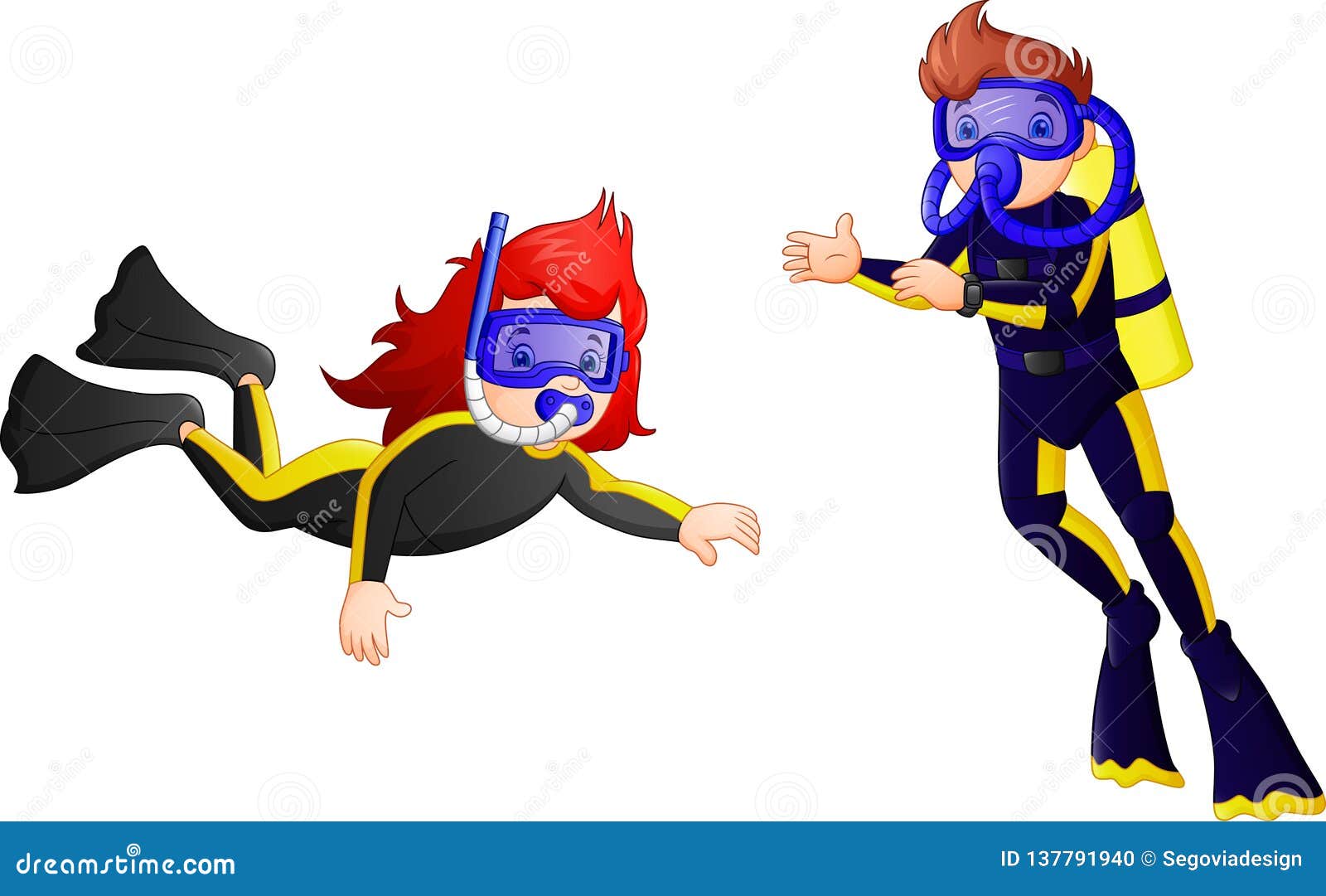 Cartoon Style Boy in Diving Swim Suit Stock Vector - Illustration of ...