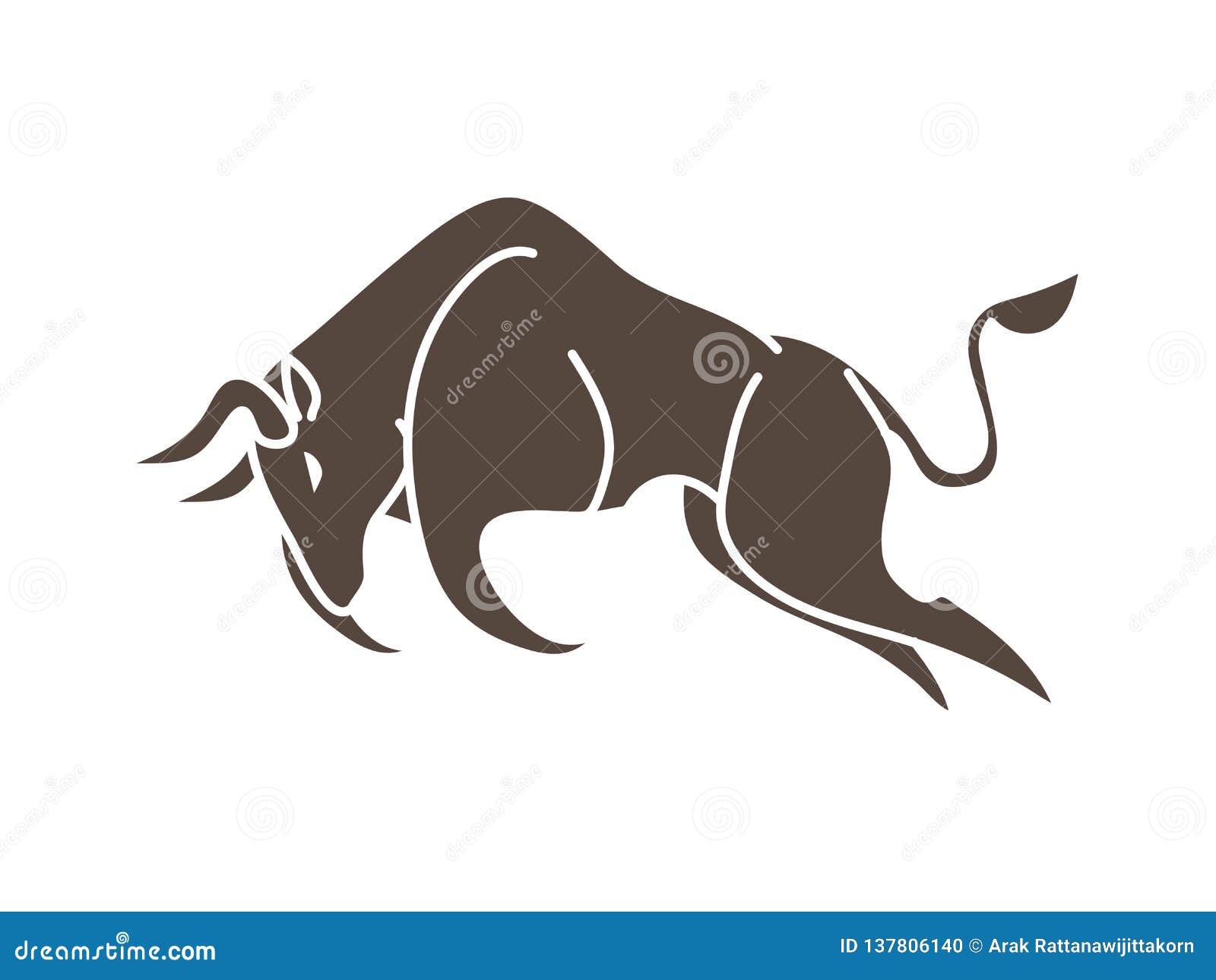 Bull Charging, Bull Attack Graphic Vector Stock Vector - Illustration ...